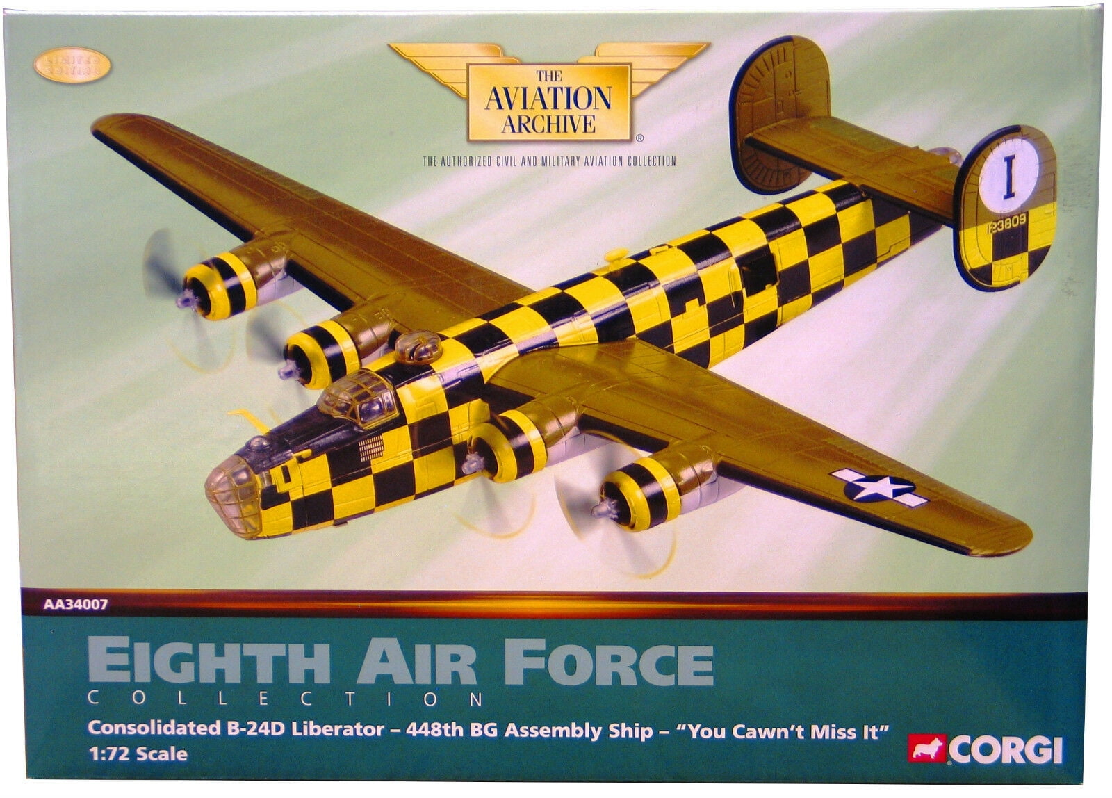 CORGI AA34007 B-24D LIBERATOR USAAF 448TH BG 'YOU CAWN'T MISS IT' NEW ...