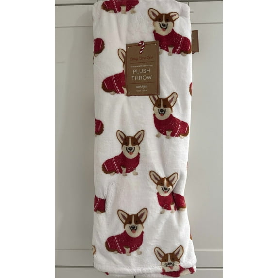 CORGI IN RED SWEATER Dog Large Print 60x70” Oversized Plush Throw ...