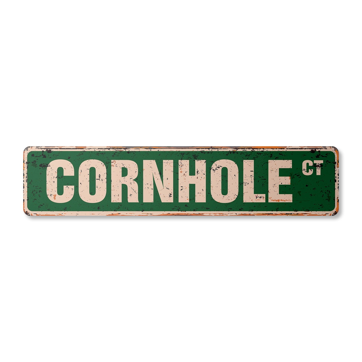 CORNHOLE Vintage Aluminum Street Sign game boards bags corn toss rustic ...