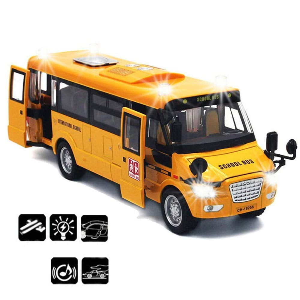 CORPER TOYS School Bus Toy Die Cast Vehicles Yellow Large Alloy Pull ...