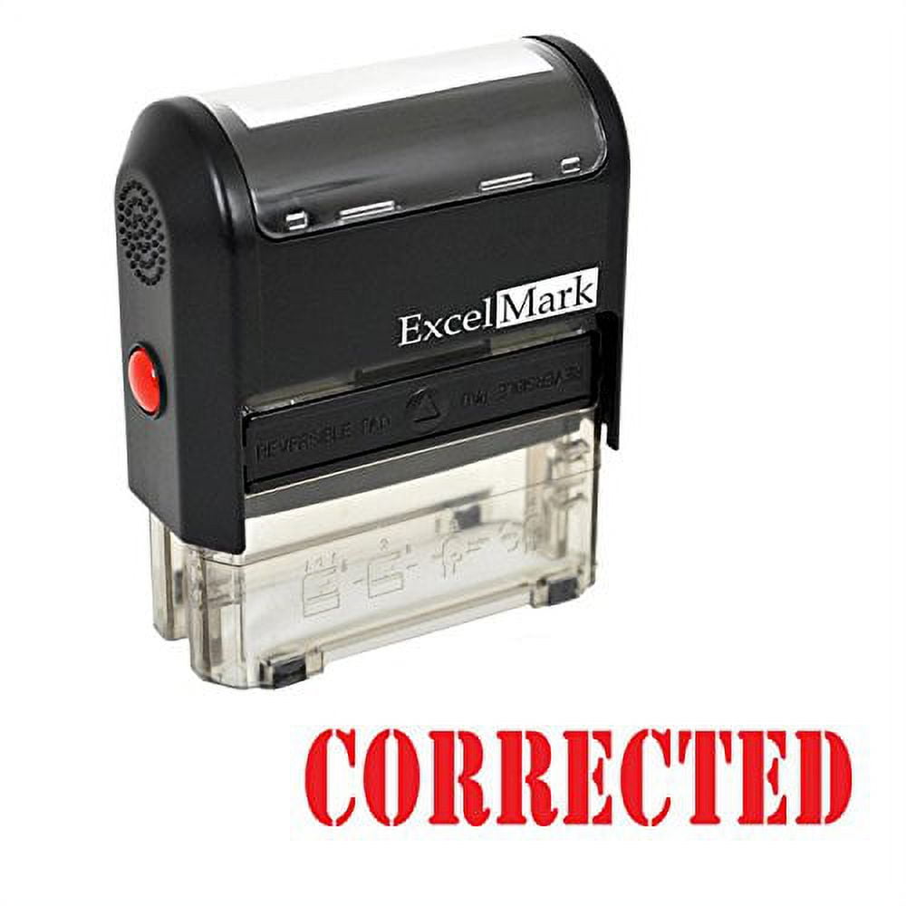 CORRECTED Self Inking Rubber Stamp - Red Ink (ExcelMark A1539 ...