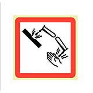CORROSION Hazard-Safety Labels (GHS Pictogram Symbol), 8" X 8" White ...