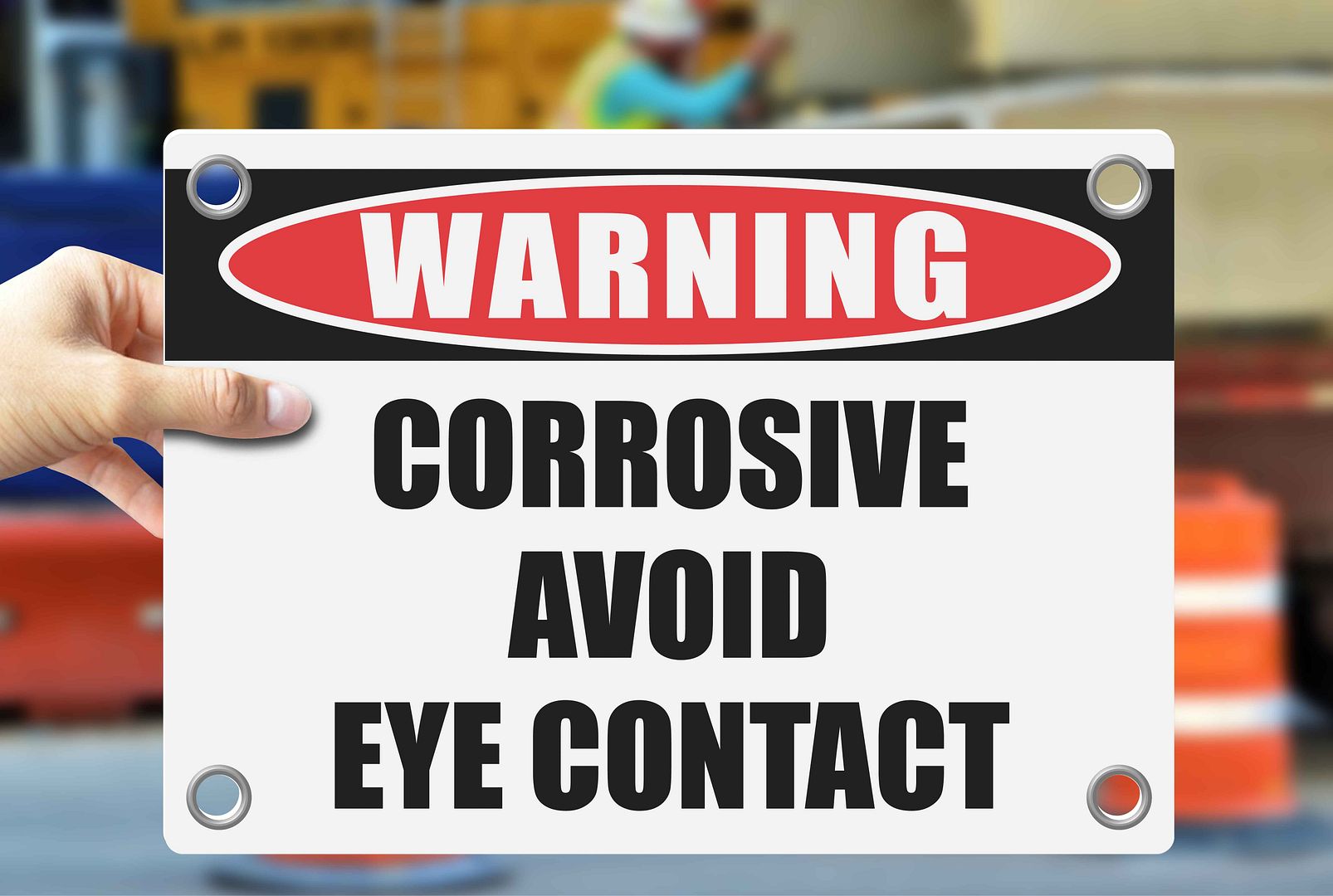 CORROSIVE AVOID EYE CONTACT | Warning Notice Caution Danger 3mm PVC ...
