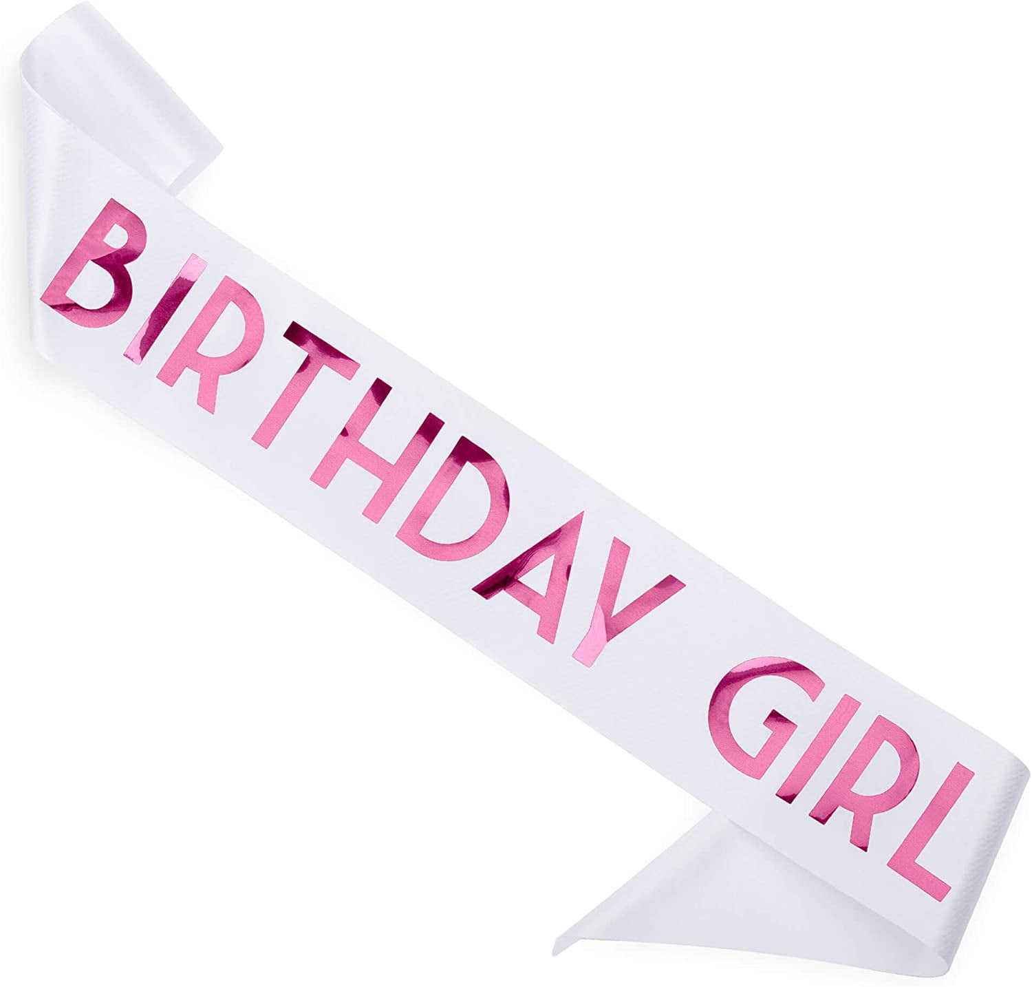 CORRURE 'Birthday Girl' Sash with Pink Foil - Soft Satin White Sash for ...