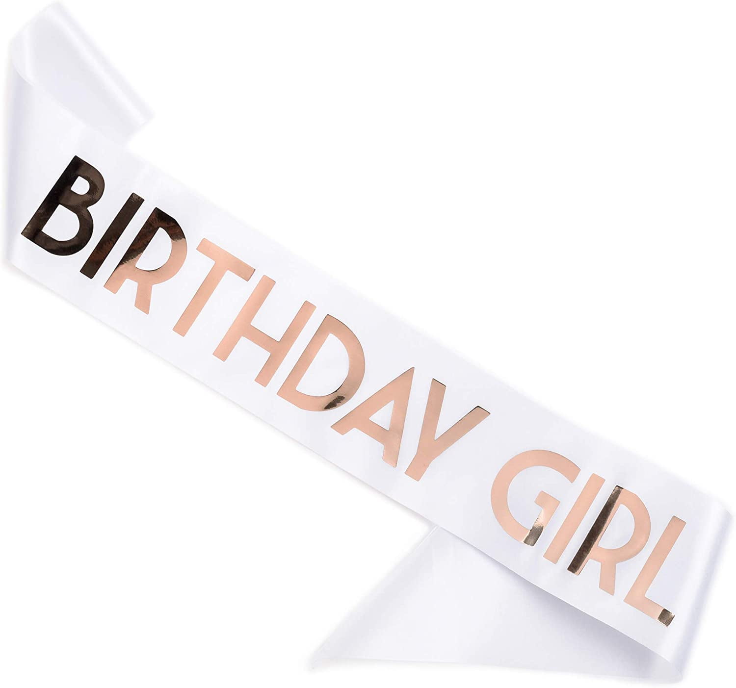 CORRURE 'Birthday Girl' Sash with Rose Gold Foil - Soft Satin White ...