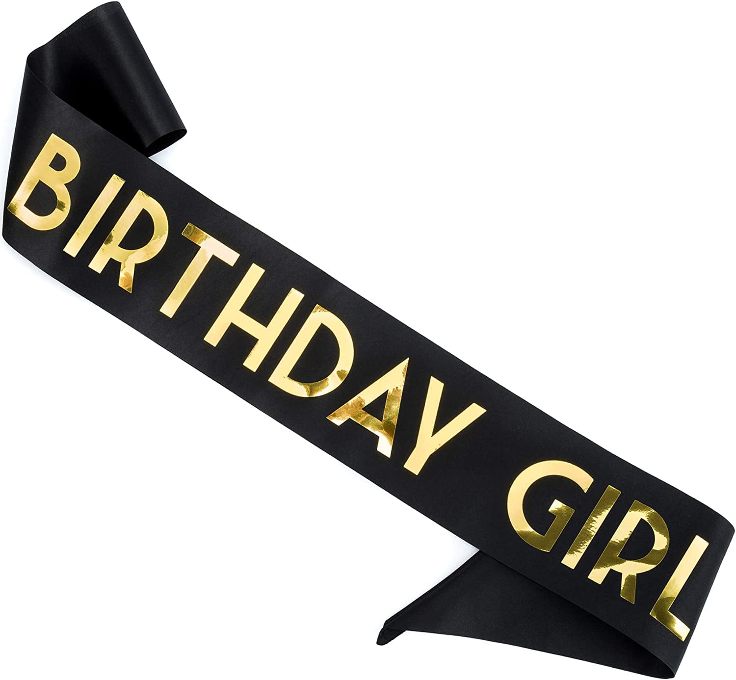 CORRURE Birthday Sash for Women - Soft Satin Black Sash with Gold Foil ...
