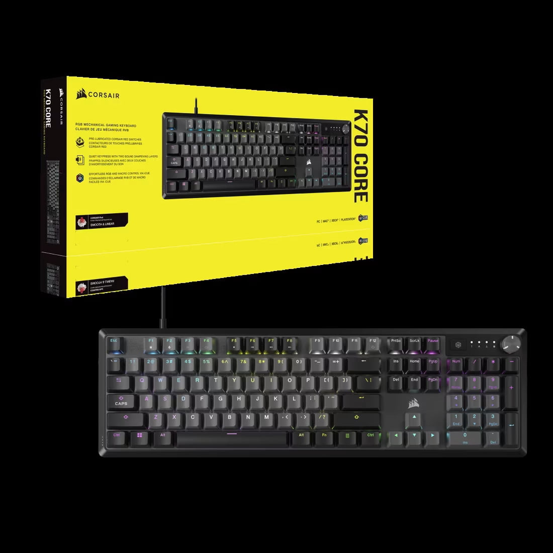 CORSAIR K70 CORE RGB Mechanical Gaming Keyboard — Steel Grey - Walmart.com