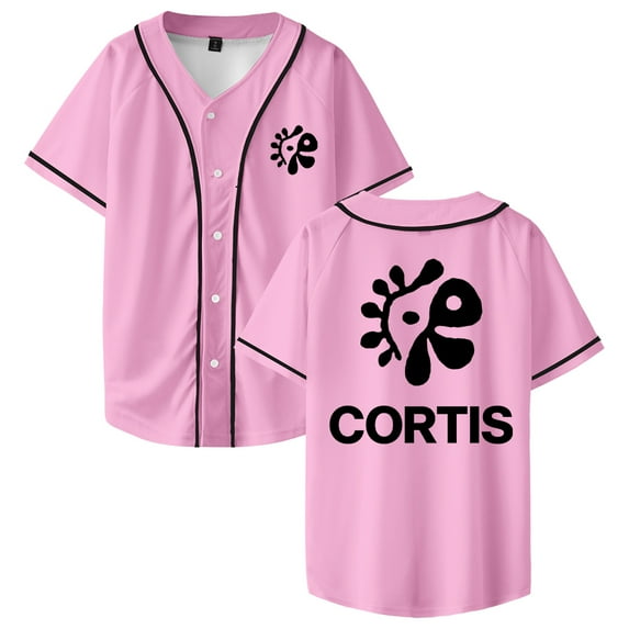 CORTIS Logo Baseball Jersey V-Neck Short Sleeve Button-Down Shirts ...
