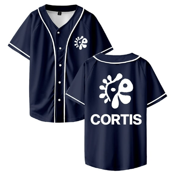 CORTIS Logo Baseball Jersey V-Neck Short Sleeve Button-Down Shirts ...