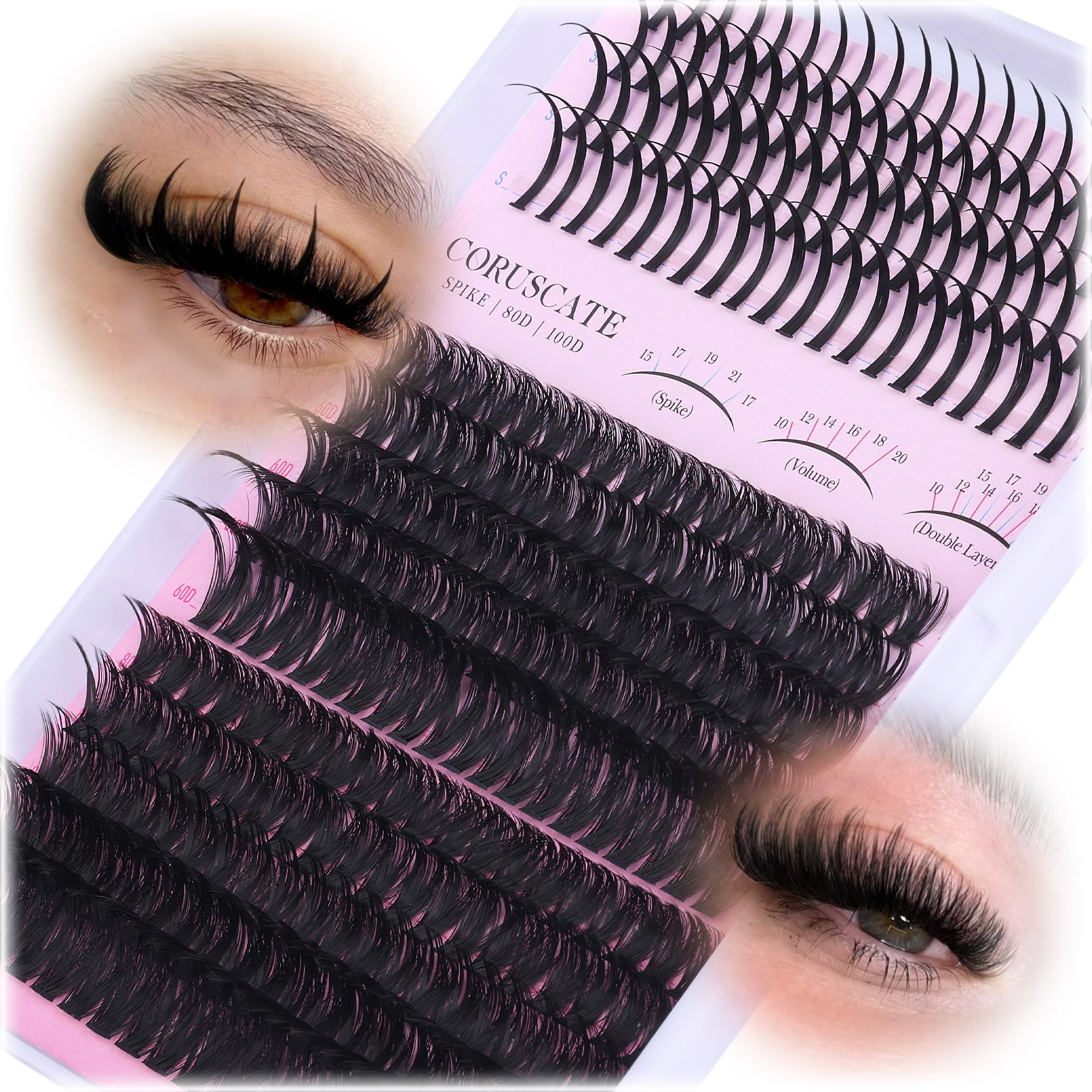 CORUSCATE Lash Clusters 60D80D SSF20 with Lash Spikes Eyelash Clusters ...