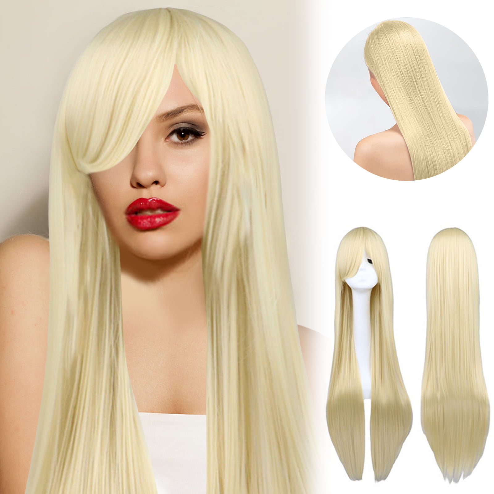 COS High Temperature Synthetic Wig 100cm Long Straight Hair Blonde ...