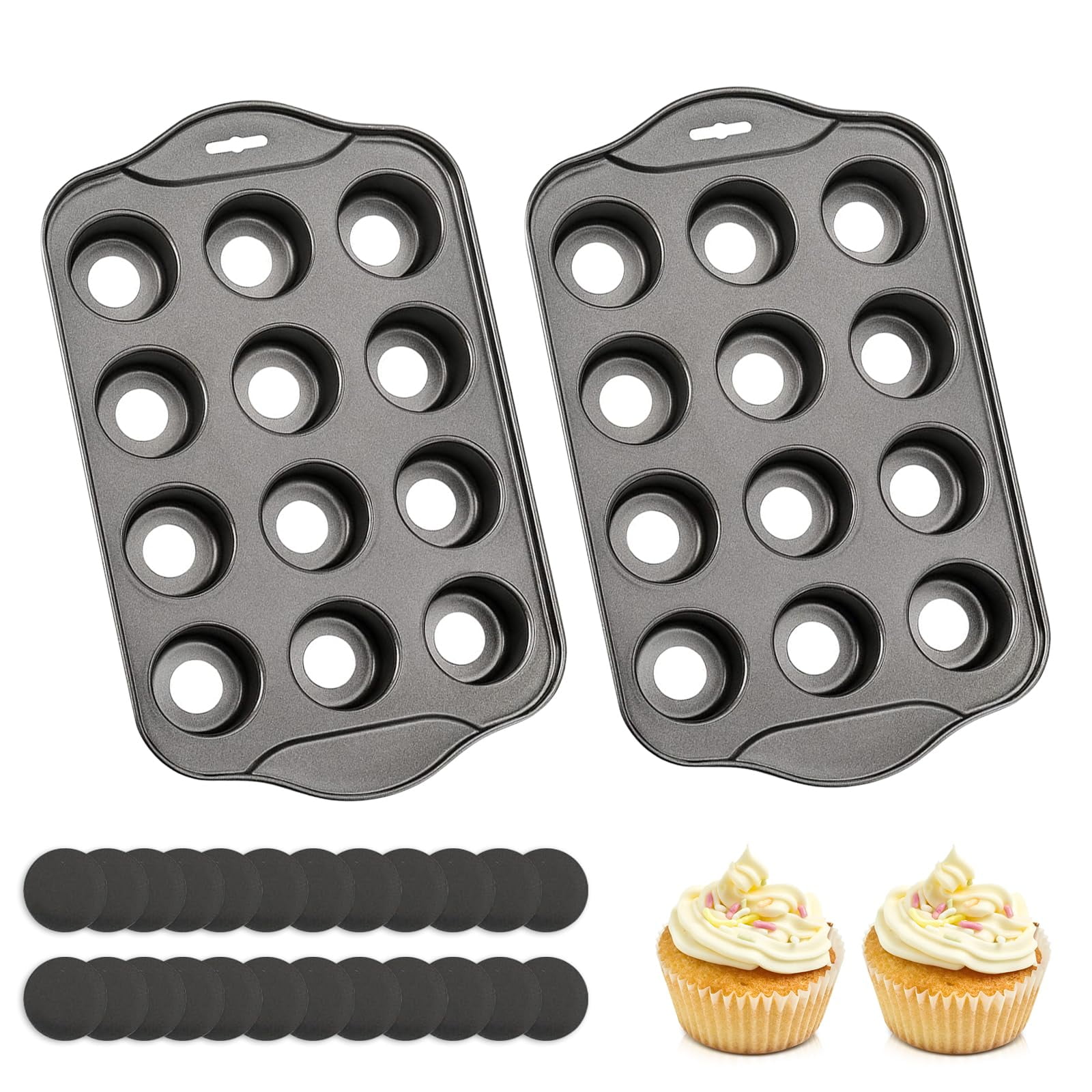 COSANO 12 Cavity Mini Cheesecake Pans with Removable Bottom, Nonstick ...