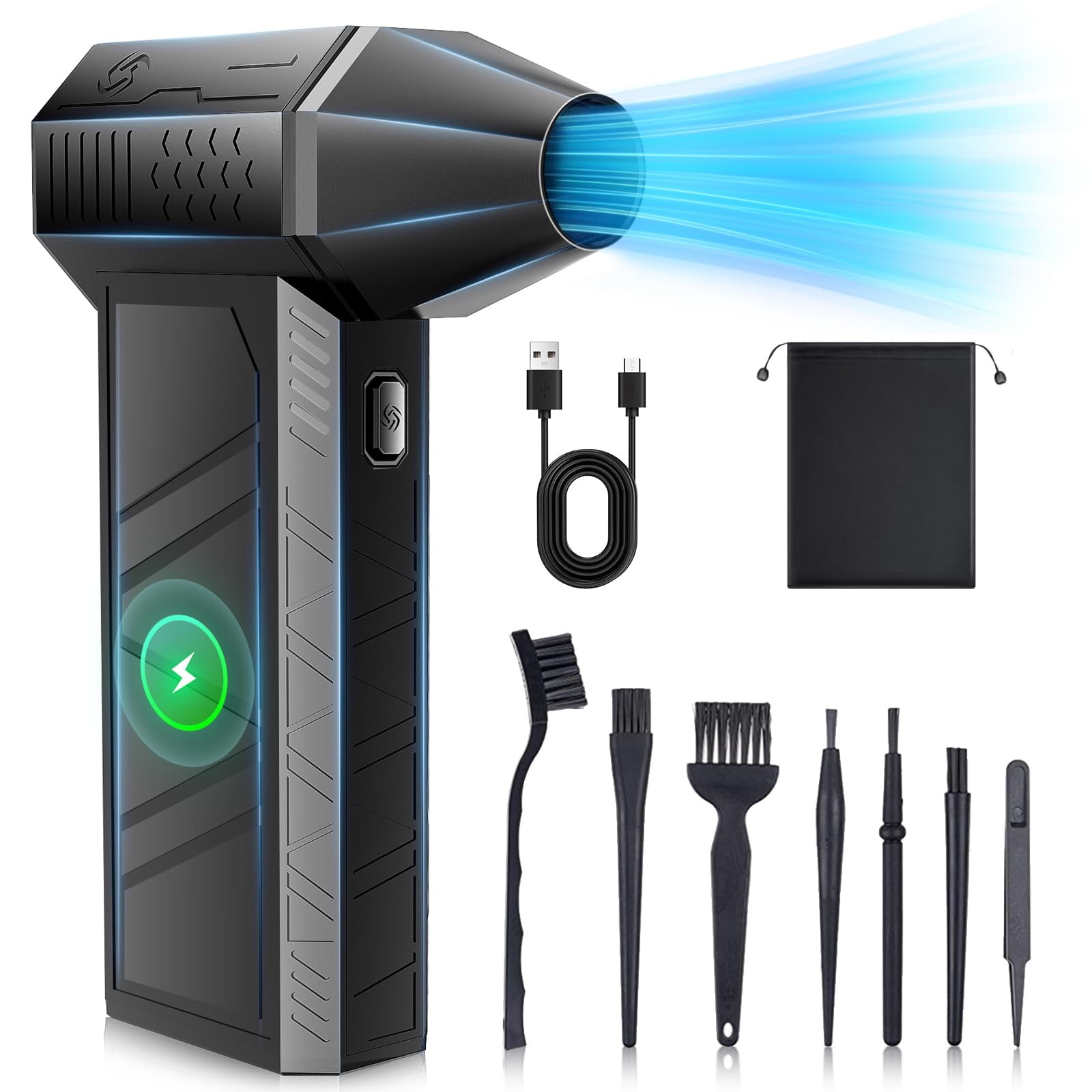 COSANO Electric Air Duster, 3 Gear Adjustable Mini Jet Blower 150000RPM ...