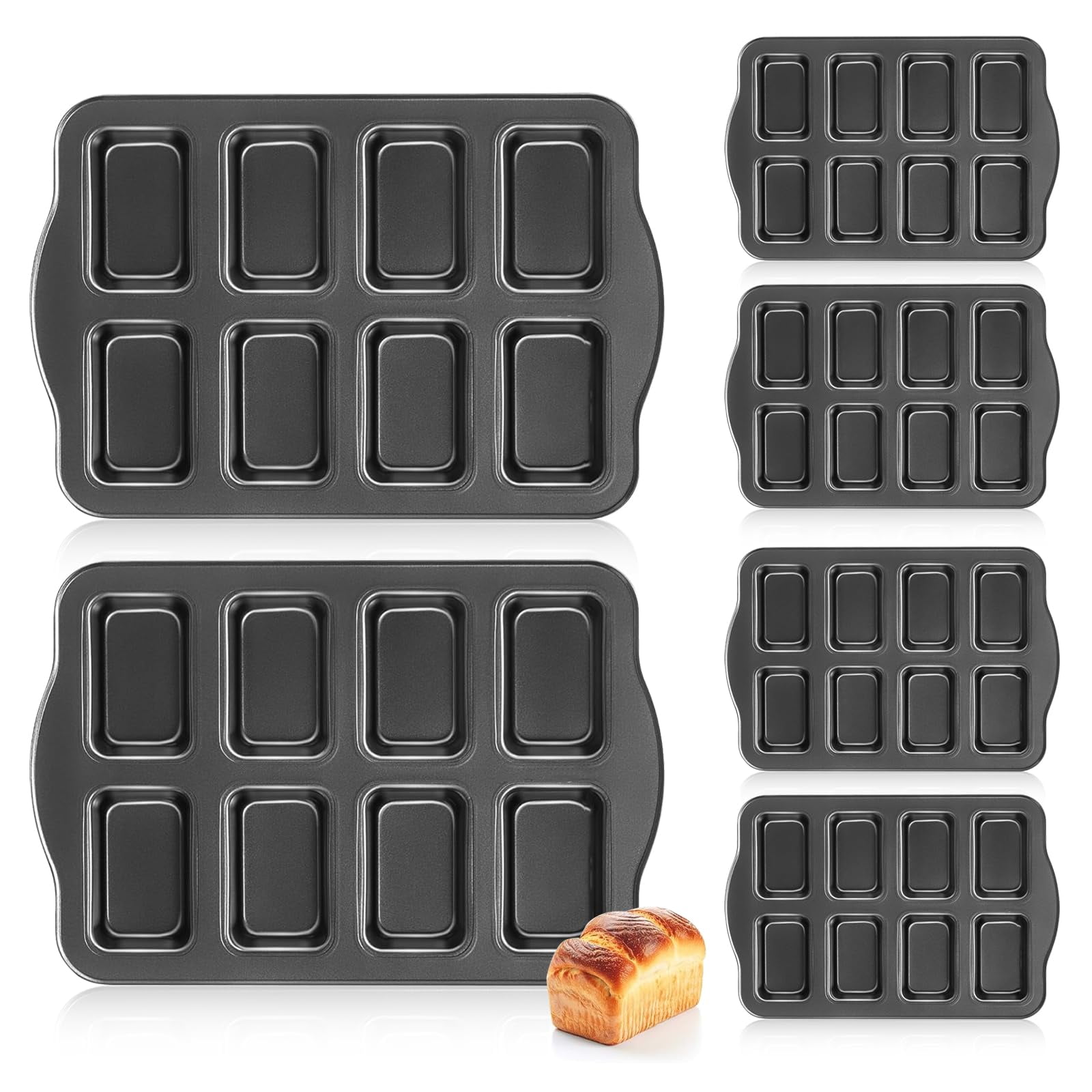 COSANO Mini Loaf Pan, 8 Cavity Small Bread Loaf Baking Pan Mini Bread ...