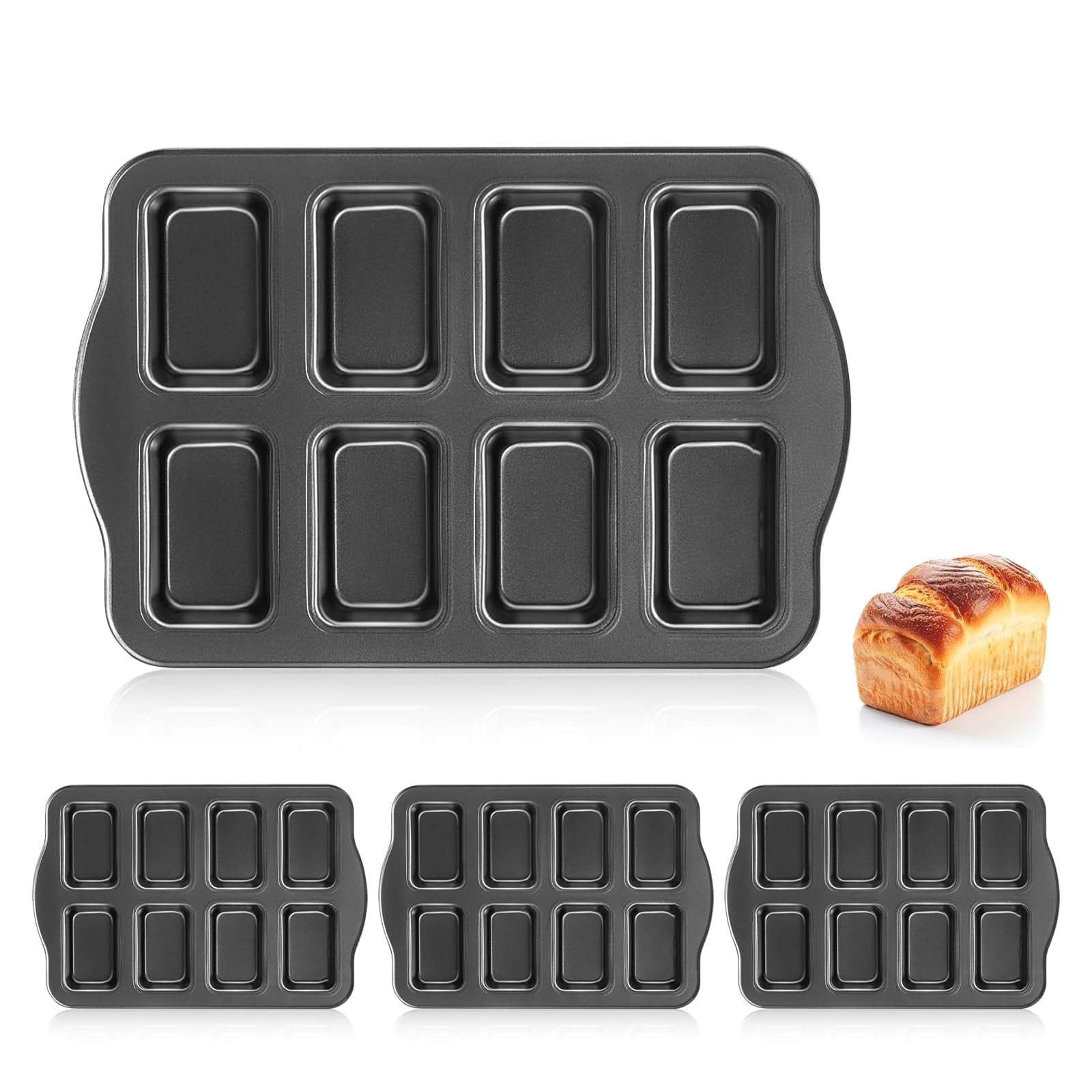COSANO Mini Loaf Pan, 8 Cavity Small Bread Loaf Baking Pan Mini Bread ...