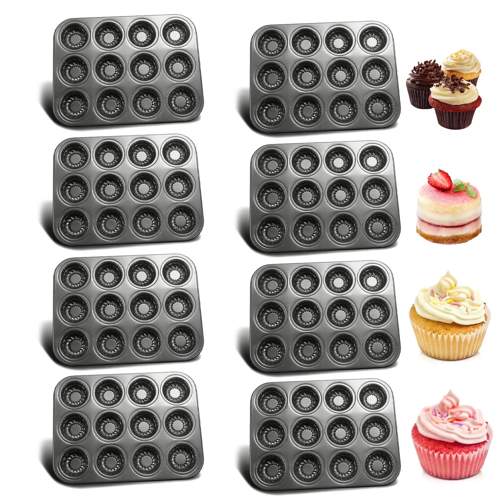 COSANO Nonstick Mini Bundt Cake Pans, 12-Cavity Carbon Steel Baking ...