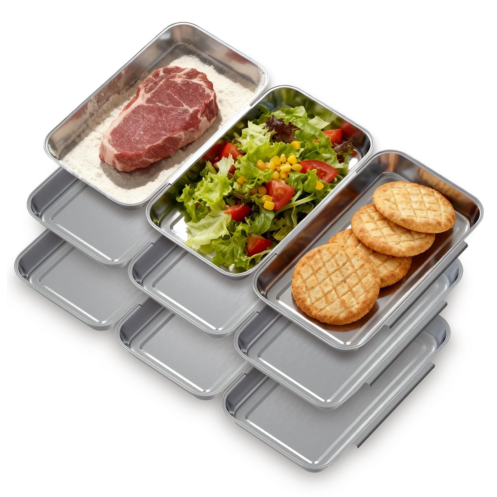 COSANO Stainless Steel Breading Tray Set, Metal Food Trays for ...