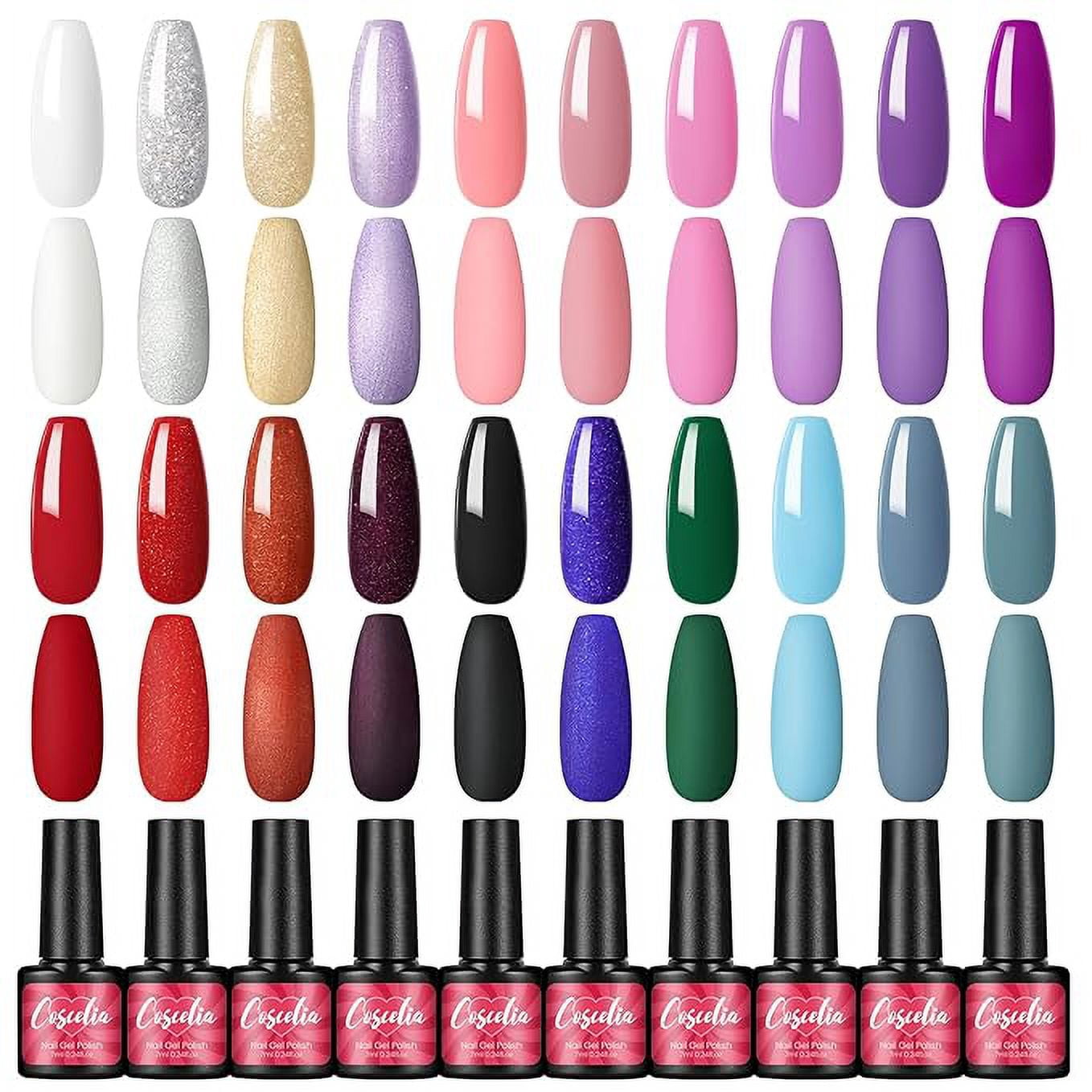 COSCELIA 20 Colors Gel Nail Polish Set All Seasons Colors Glitter White ...