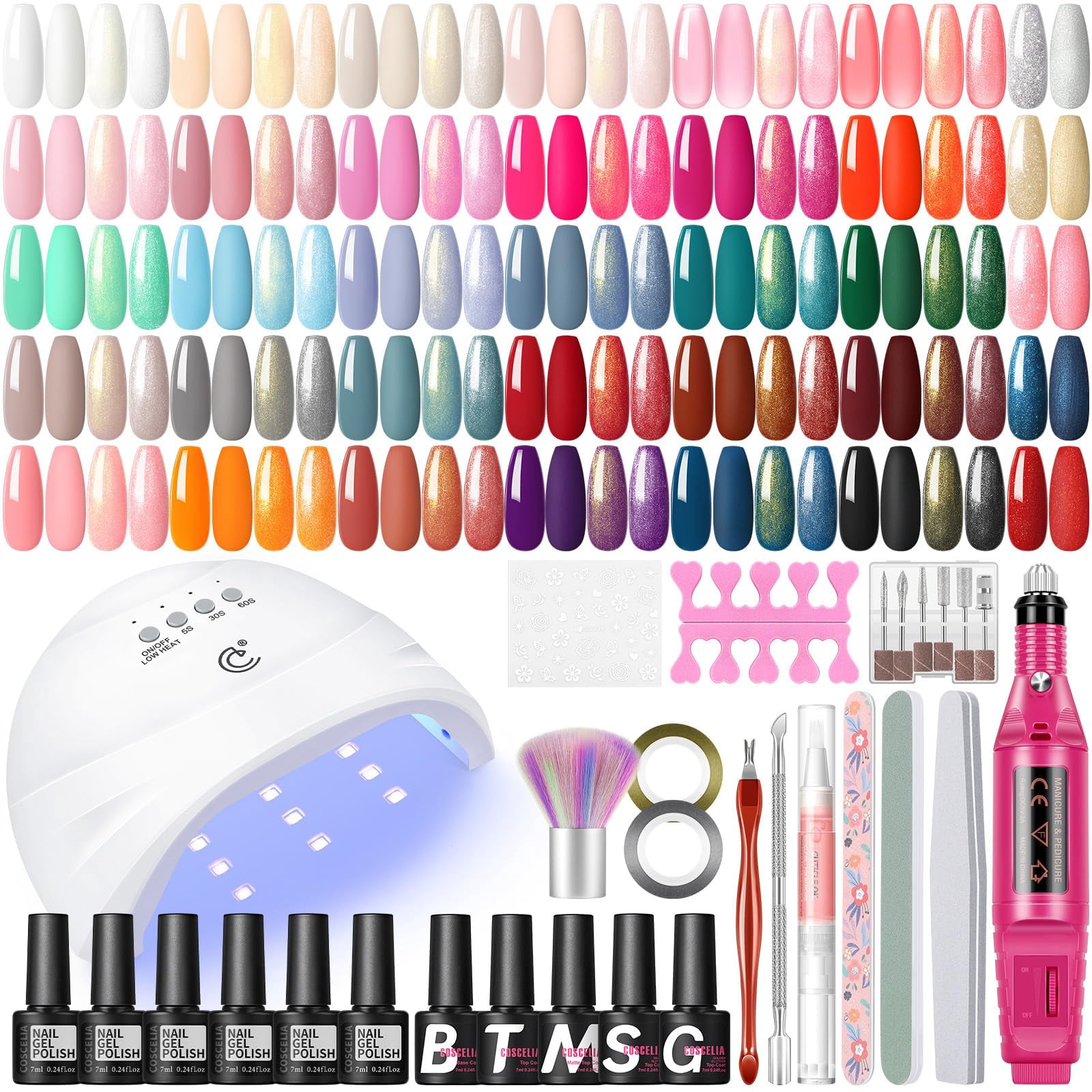 COSCELIA 35 Colors Gel Nail Polish Kit Starter Kit with U V light and ...