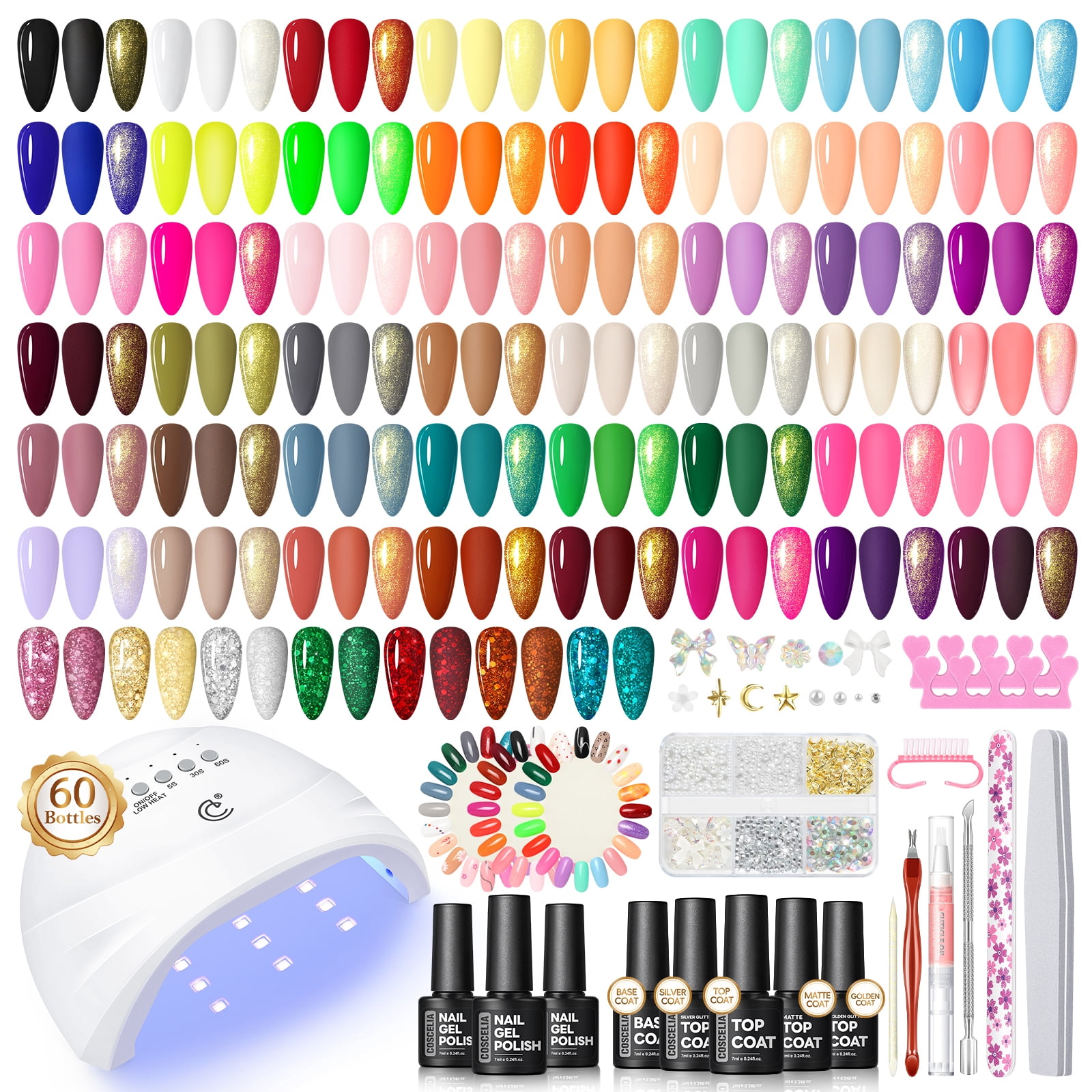 COSCELIA Gel Nail Polish Kit with U V Light 55 Colors Gel Nail Kit with ...