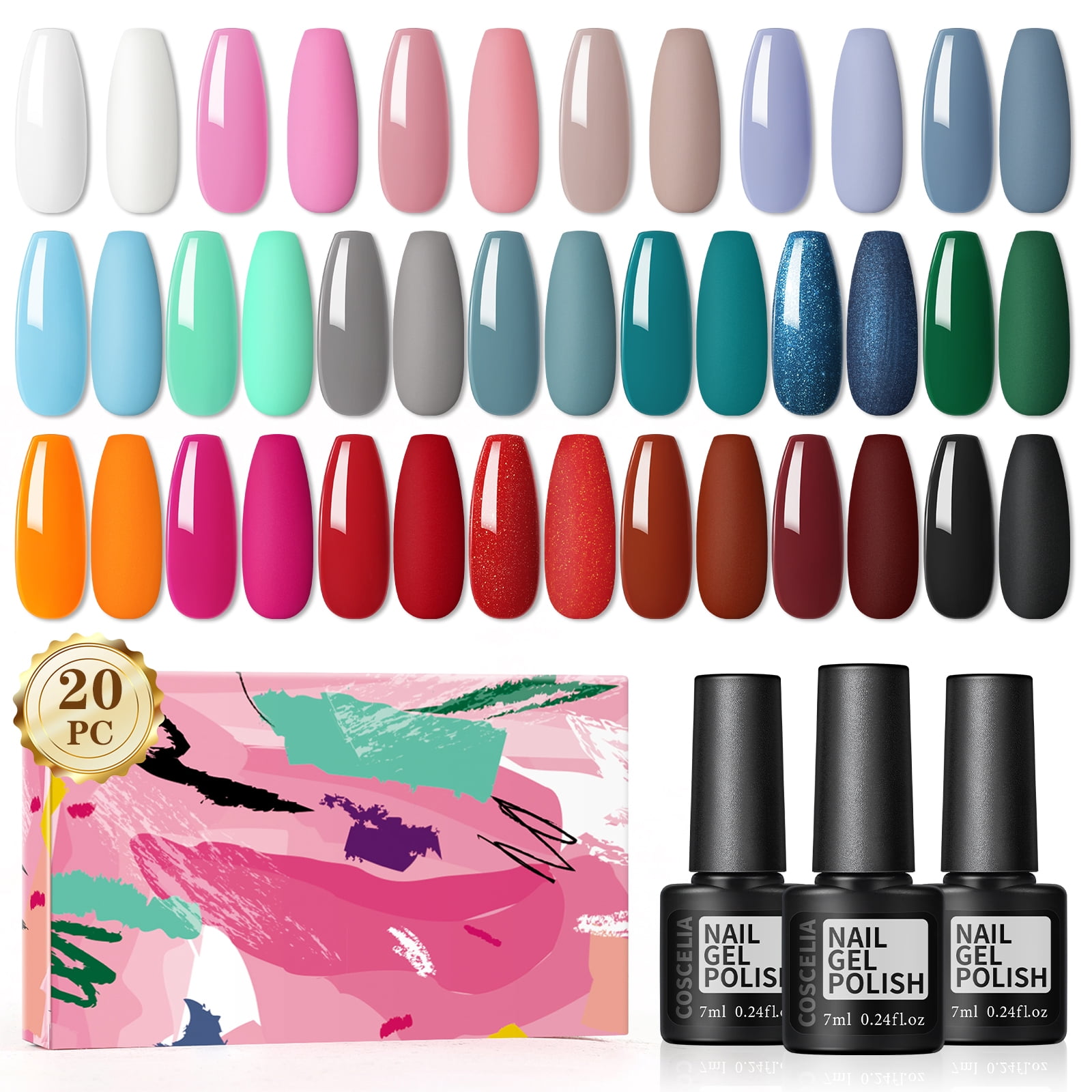 COSCELIA Gel Polish Set Pink White Red Colorful Professional Gel Polish ...
