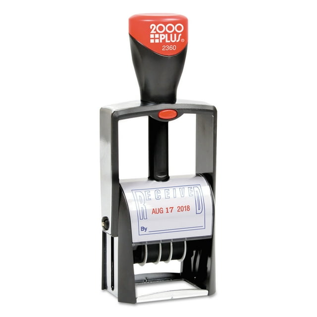 COSCO 2000PLUS Self-Inking Heavy-Duty Line Dater with Microban, 1.25" x 1.8125", Red/Blue ...