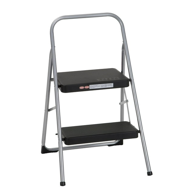 COSCO Folding 2 Step Step Stool, Platinum & Black - Walmart.com