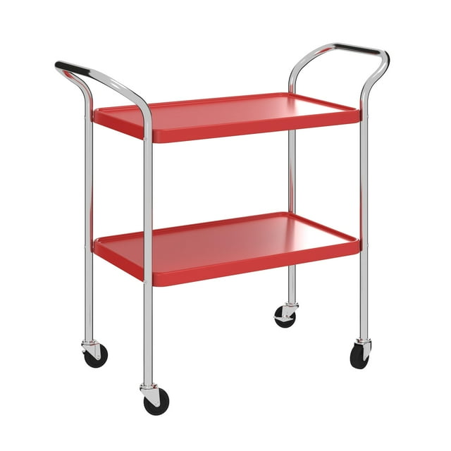 COSCO Stylaire 2 Tier Serving Cart, Red & Silver - Walmart.com