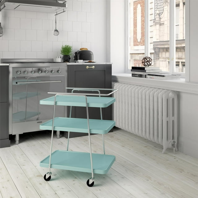 COSCO Stylaire 3 Tier Serving Cart, Teal & Silver - Walmart.com