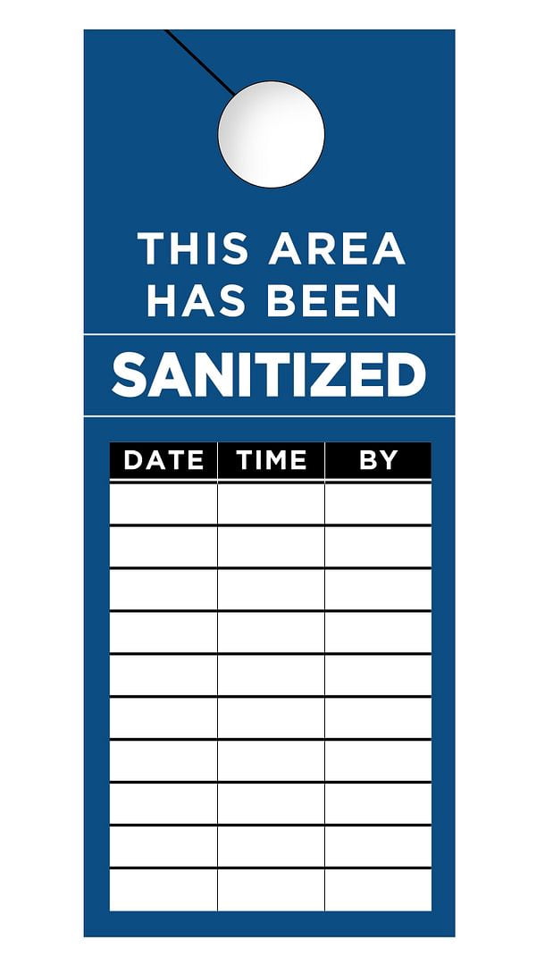 COSCO This Area Has Been Sanitized Door Hanger Signs, 3-1/2" x 8-1/2 ...