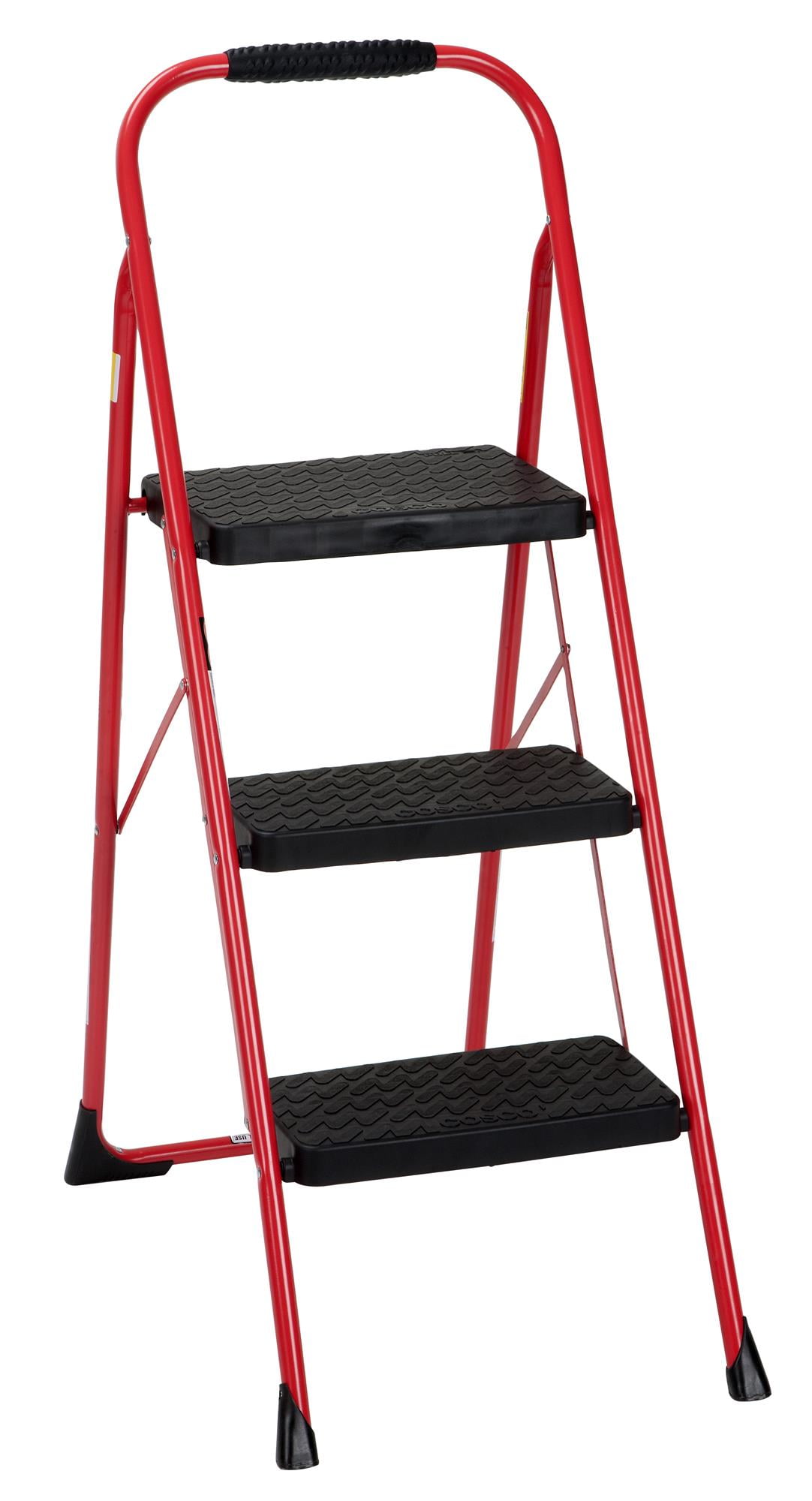 COSCO Three-Step Big Step Folding Step Stool with Rubber Hand Grip (Red ...