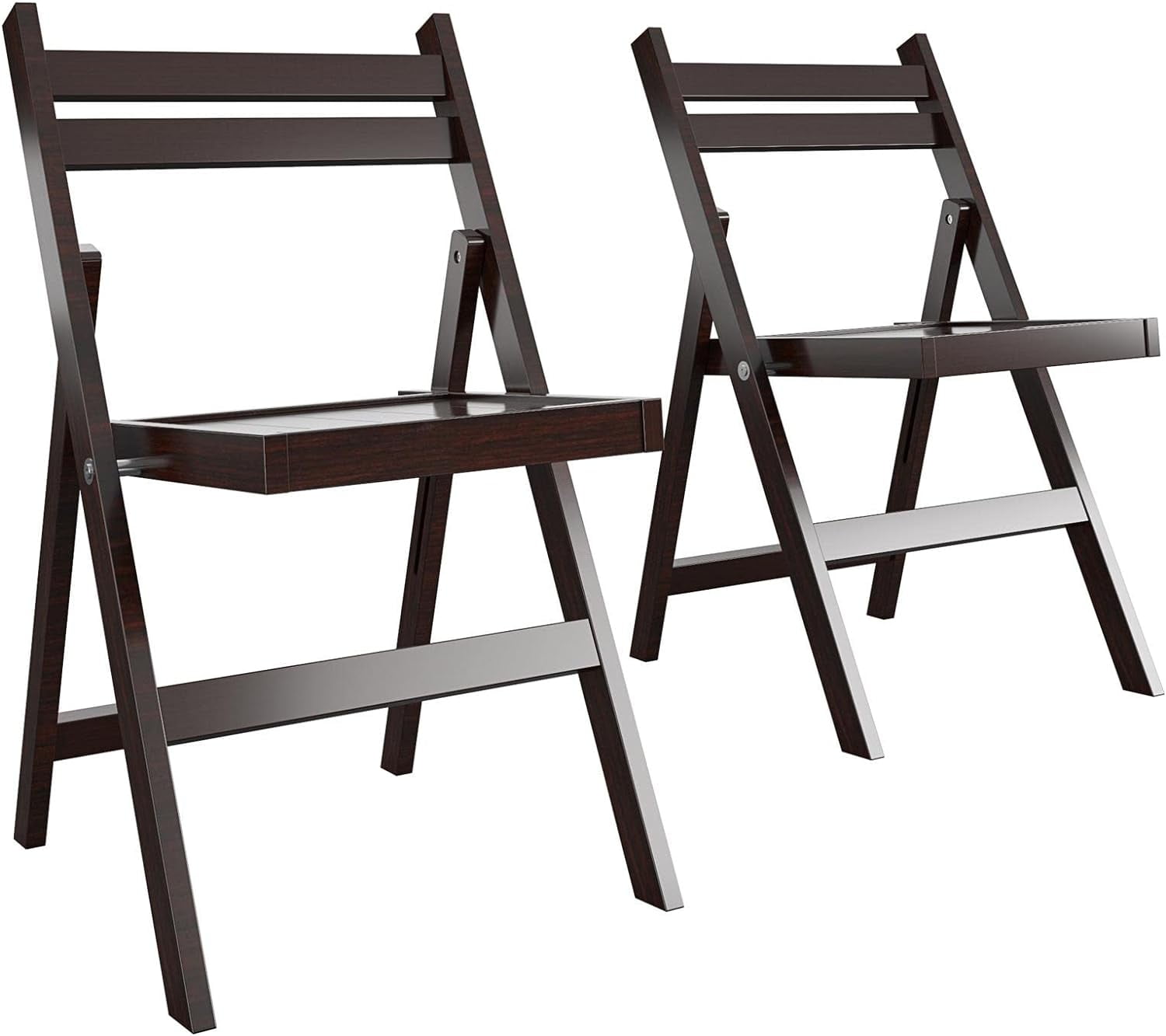 CoscoProducts COSCO XL Wood Slat Back Folding Chair, 2-Pack, Dark ...