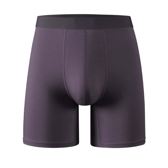 COSFO Bamboo Boxer Briefs Men Long Leg Gray Underwear Soft Classic Fit ...