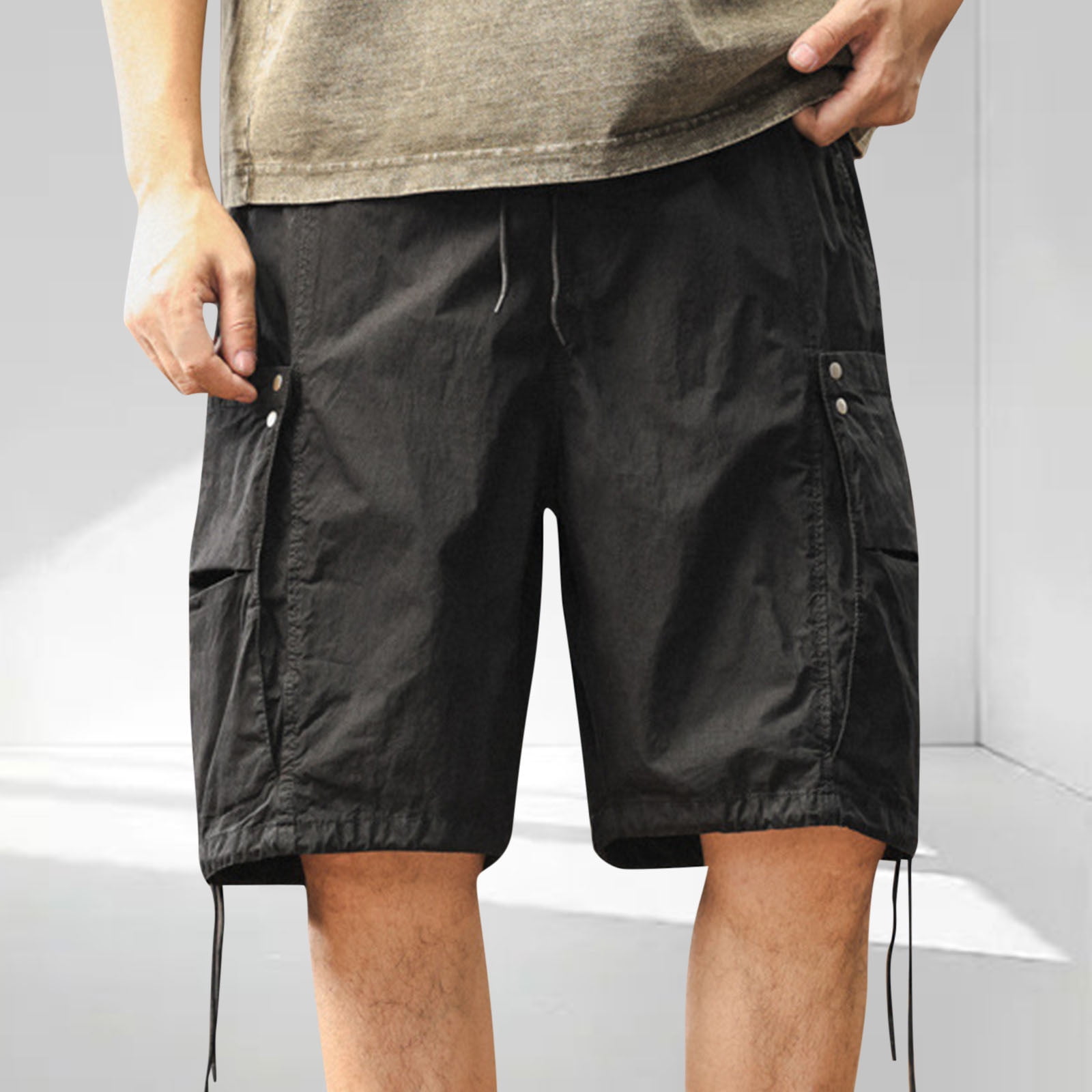 COSFO Black Big And Tall Cargo Shorts for Men Relaxed Fit Casual ...