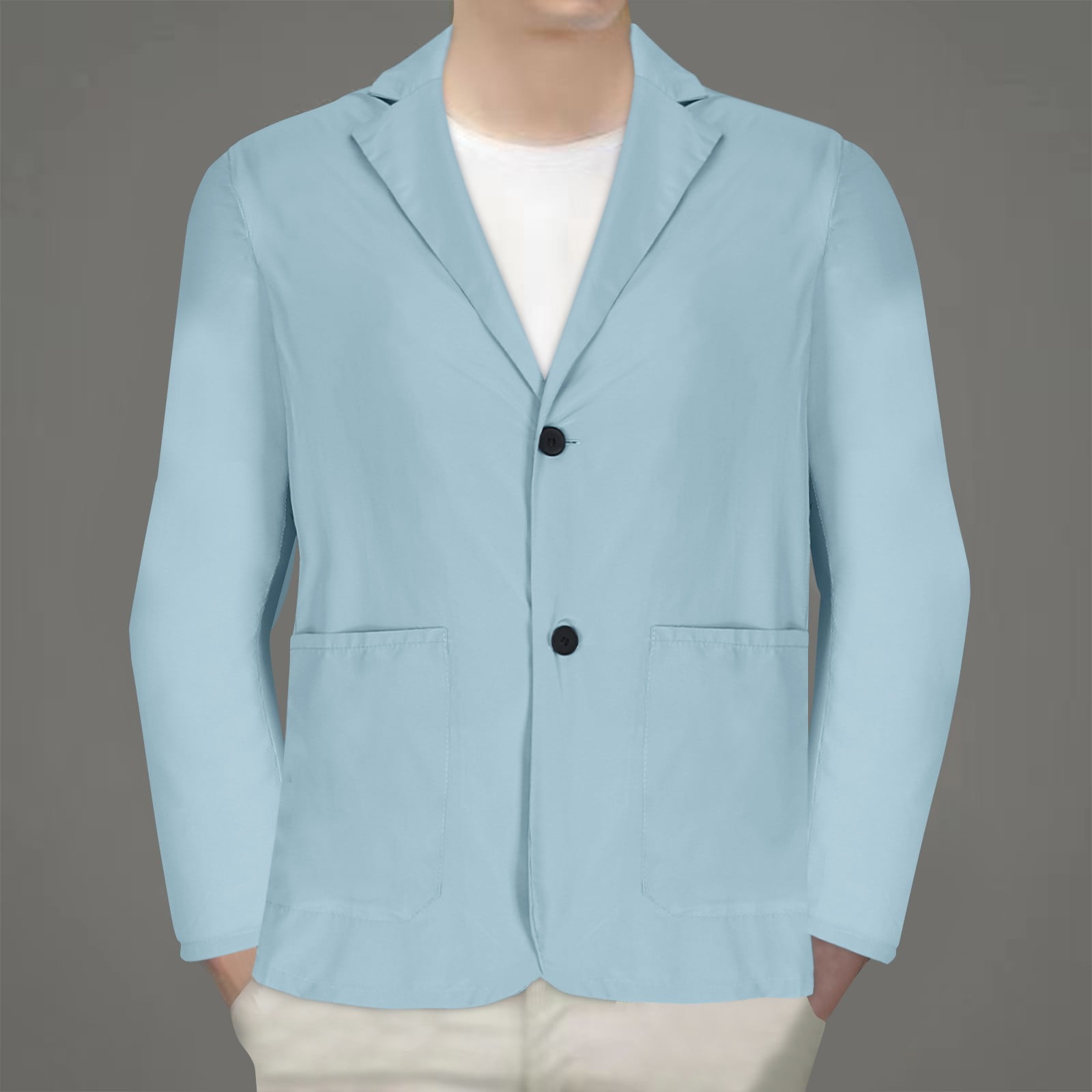 COSFO Blazer Jackets for Men Lightweight Business Blue Solid Coat with ...