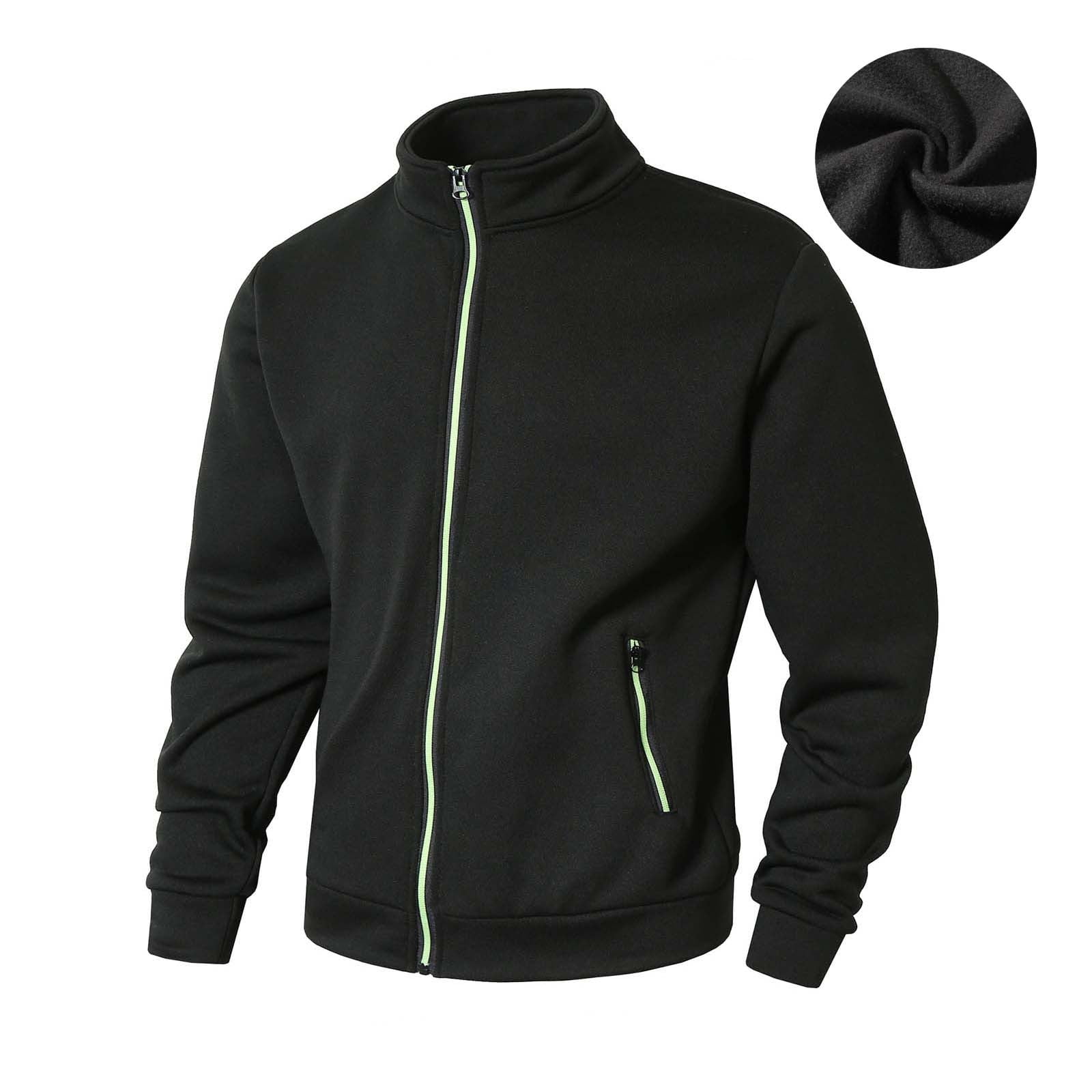 COSFO Bomber Jacket for Men Zip Up Black Lightweight Workout Outwear ...