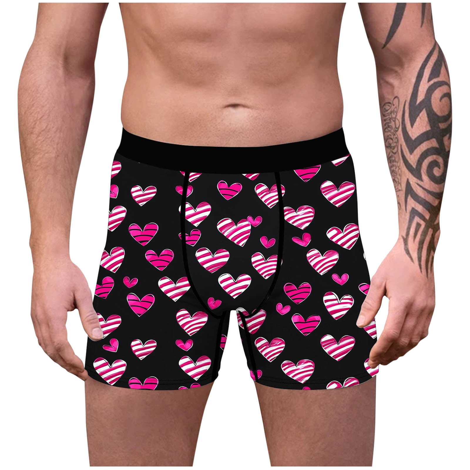 COSFO Boxers Briefs for Men Valentine's Day Long Leg Stretch Underwear ...