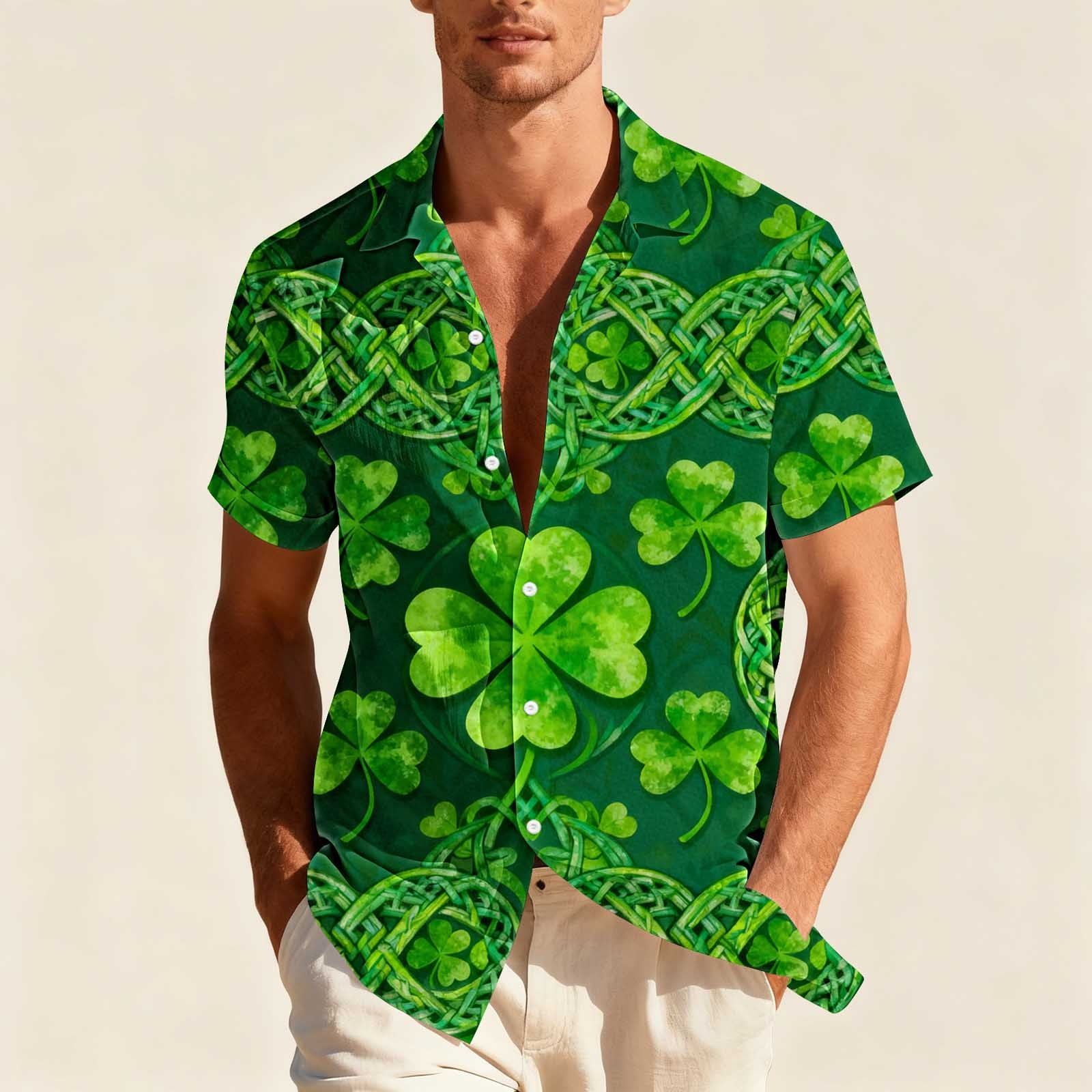 COSFO Button Down Shirts for Men Short Sleeve Funny St Patricks Day ...
