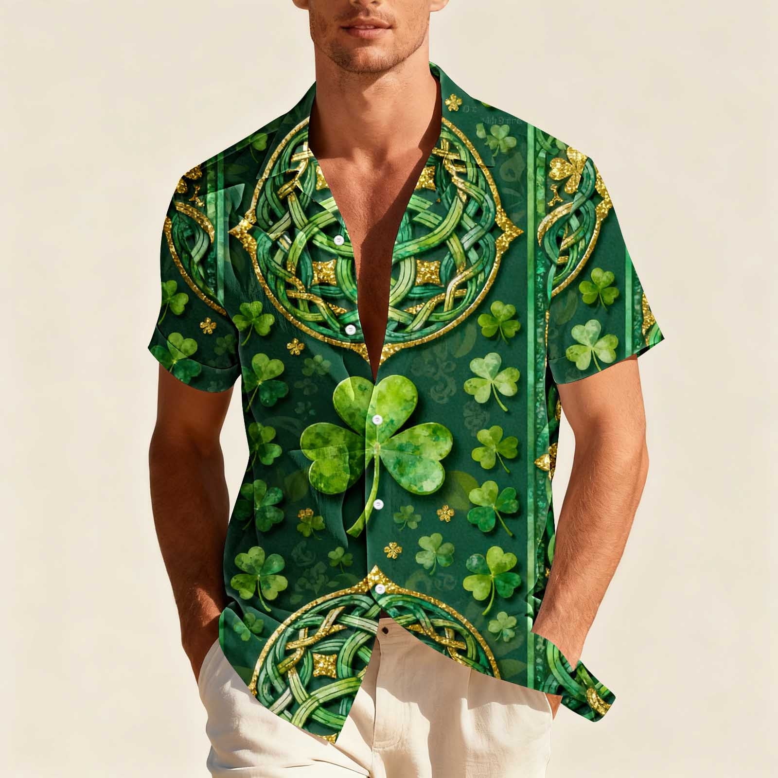 COSFO Button Down Shirts for Men Short Sleeve Funny St Patricks Day ...