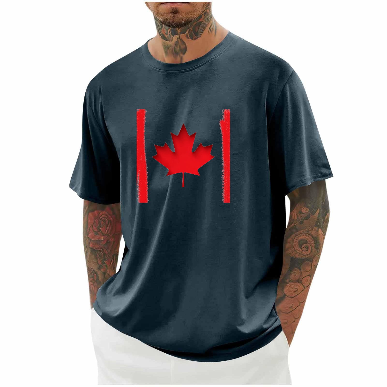 COSFO Canada Flag Tee Shirts Mens Short Sleeve Casual Crew Neck Tops ...