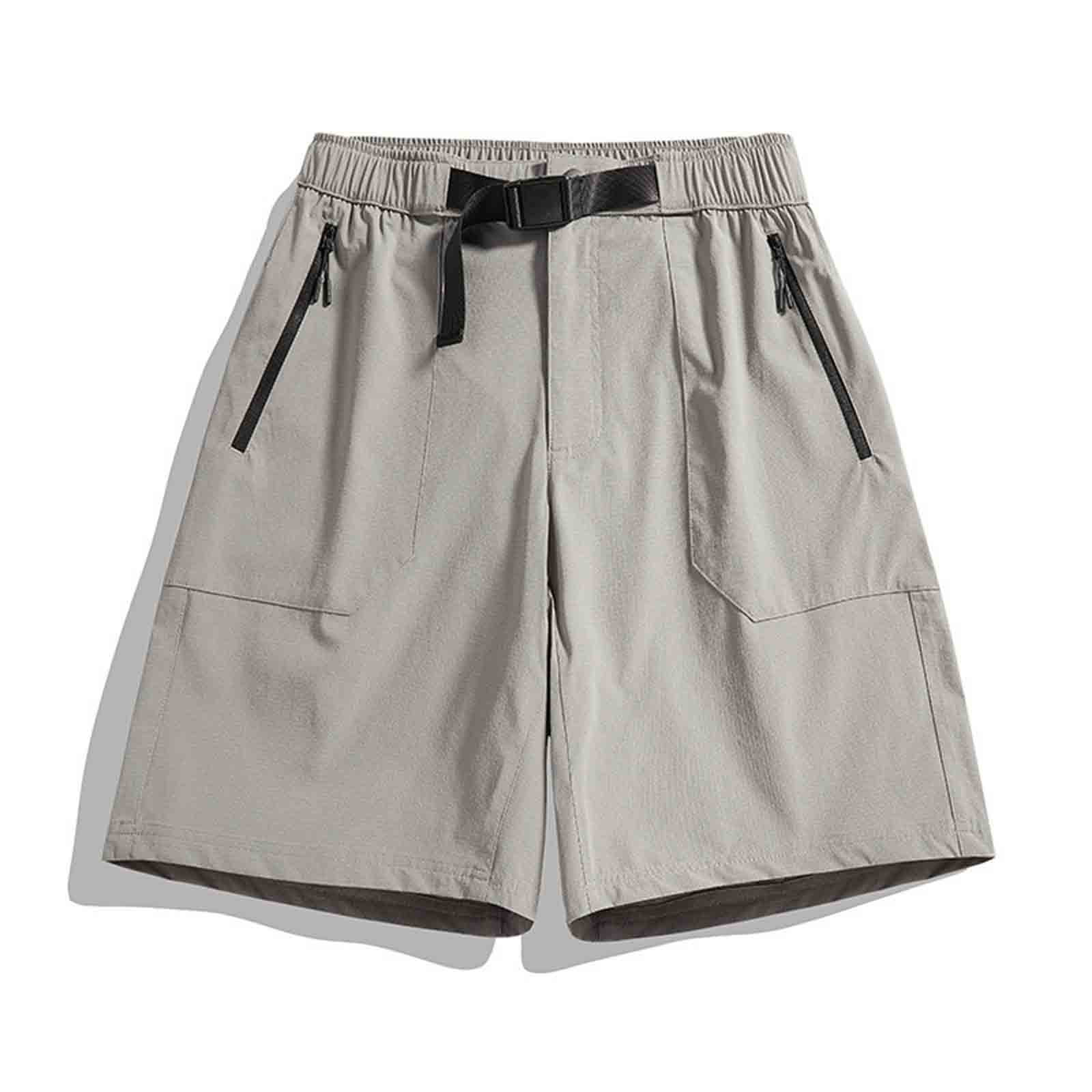 COSFO Casual Big And Tall Cargo Shorts for Men Elastic Waist Gray ...