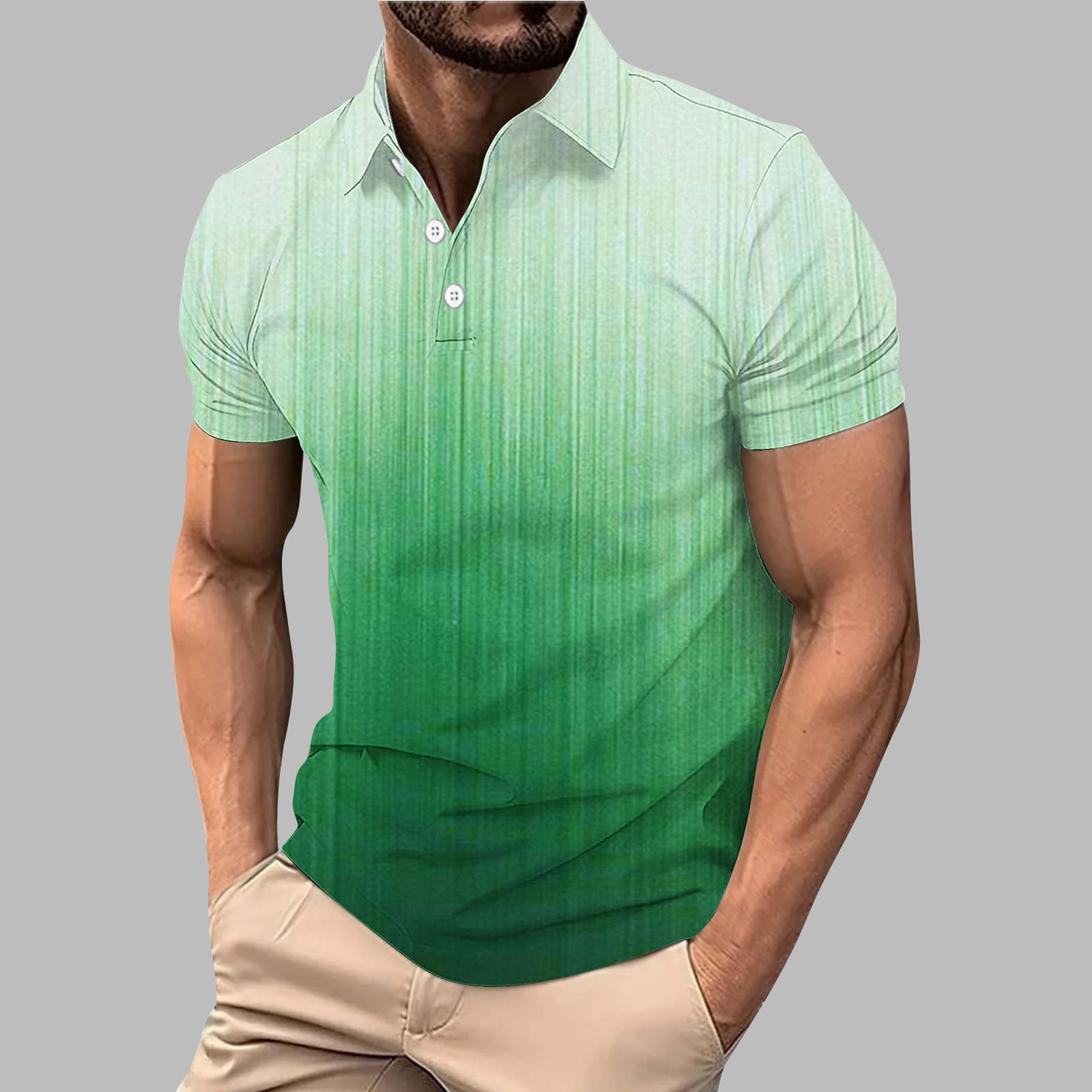 COSFO Casual Big and Tall Polo Shirts for Men Gradient Short Sleeve ...
