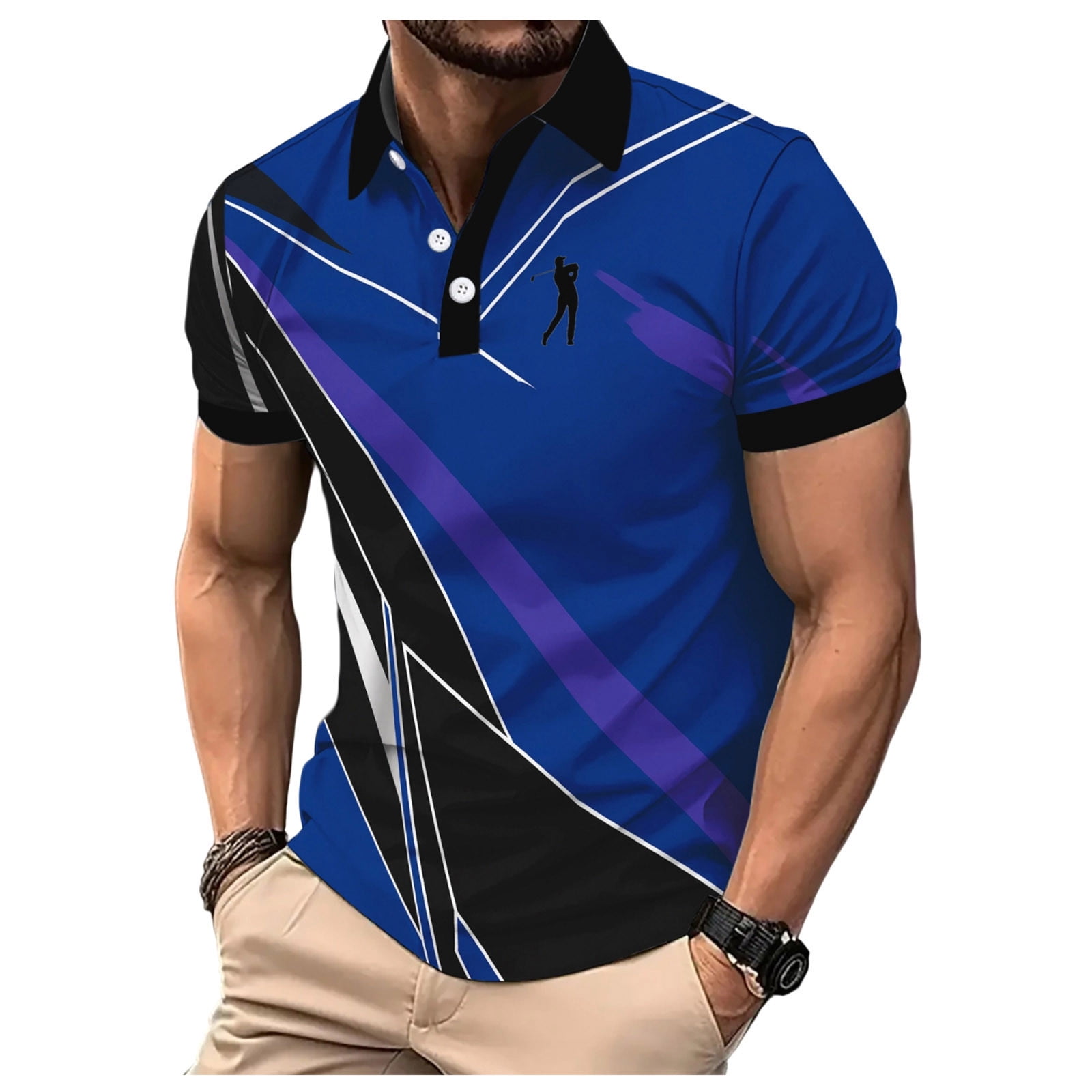 COSFO Casual Men's Polo Shirts Short Sleeve Performance Golf Shirt ...