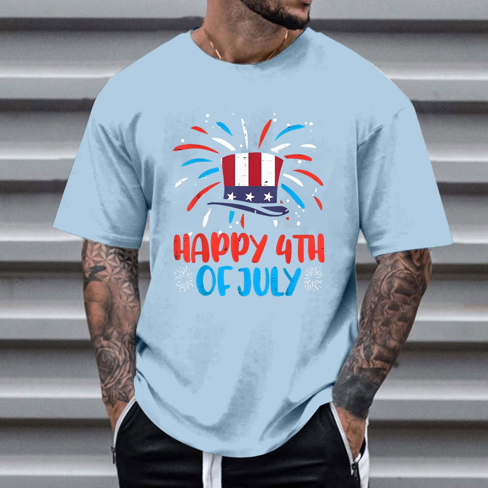 COSFO Casual Men's Shirts Independence Day Crew Neck Short Sleeve Tops ...