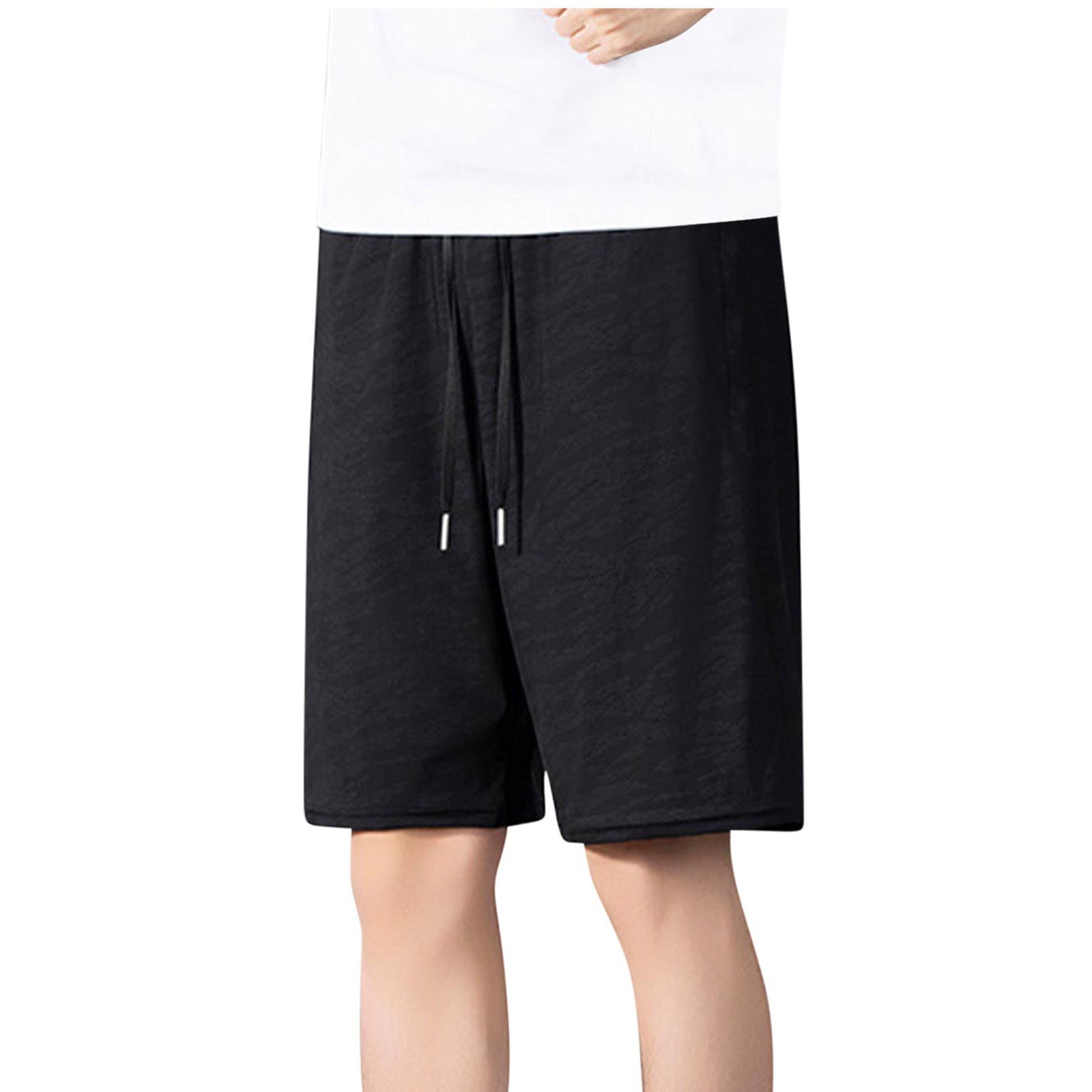 COSFO Casual Mens Workout Shorts Elastic Waist Relaxed Fit Black ...