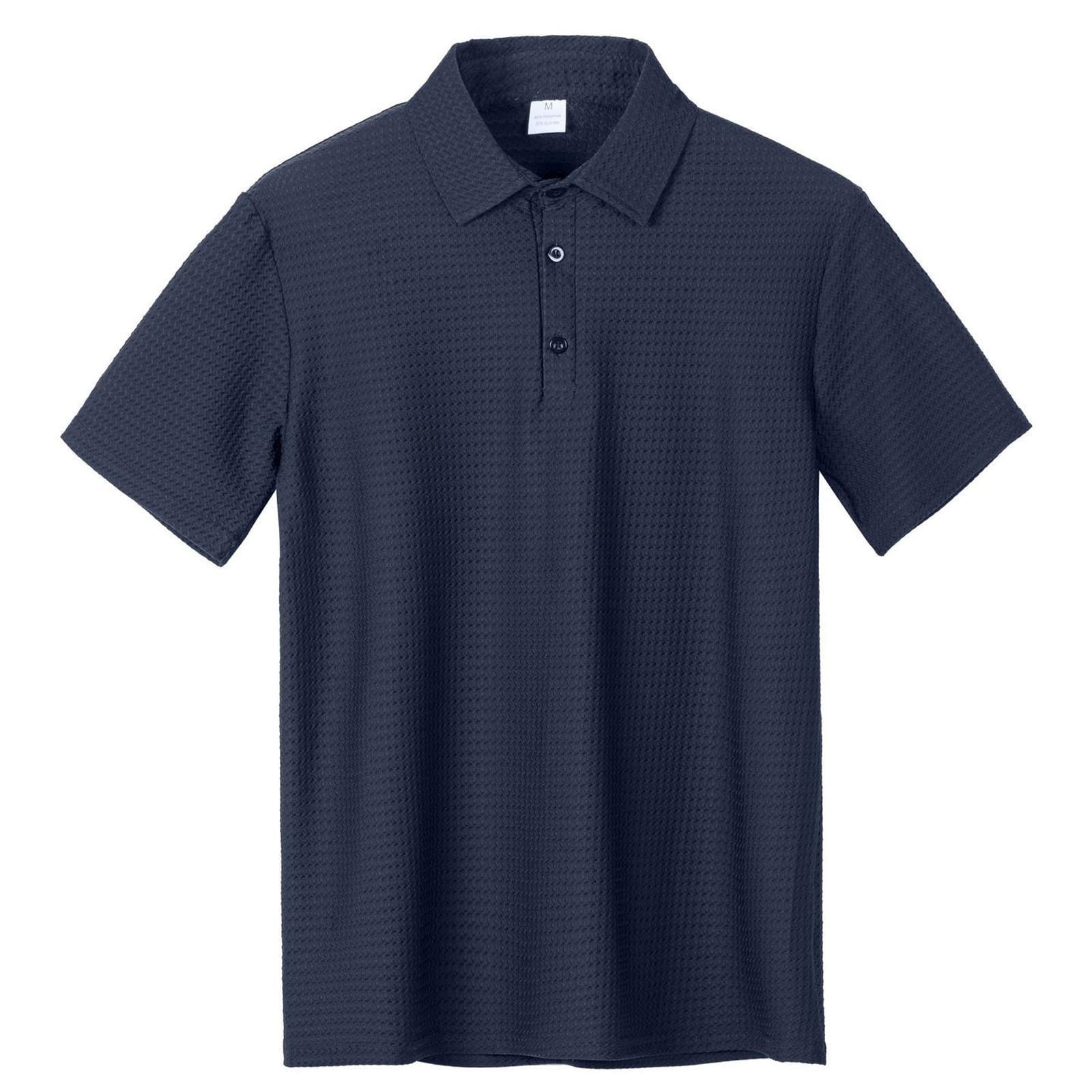 COSFO Collared Men's Shirts Solid Casual Short Sleeve Tops Classic ...