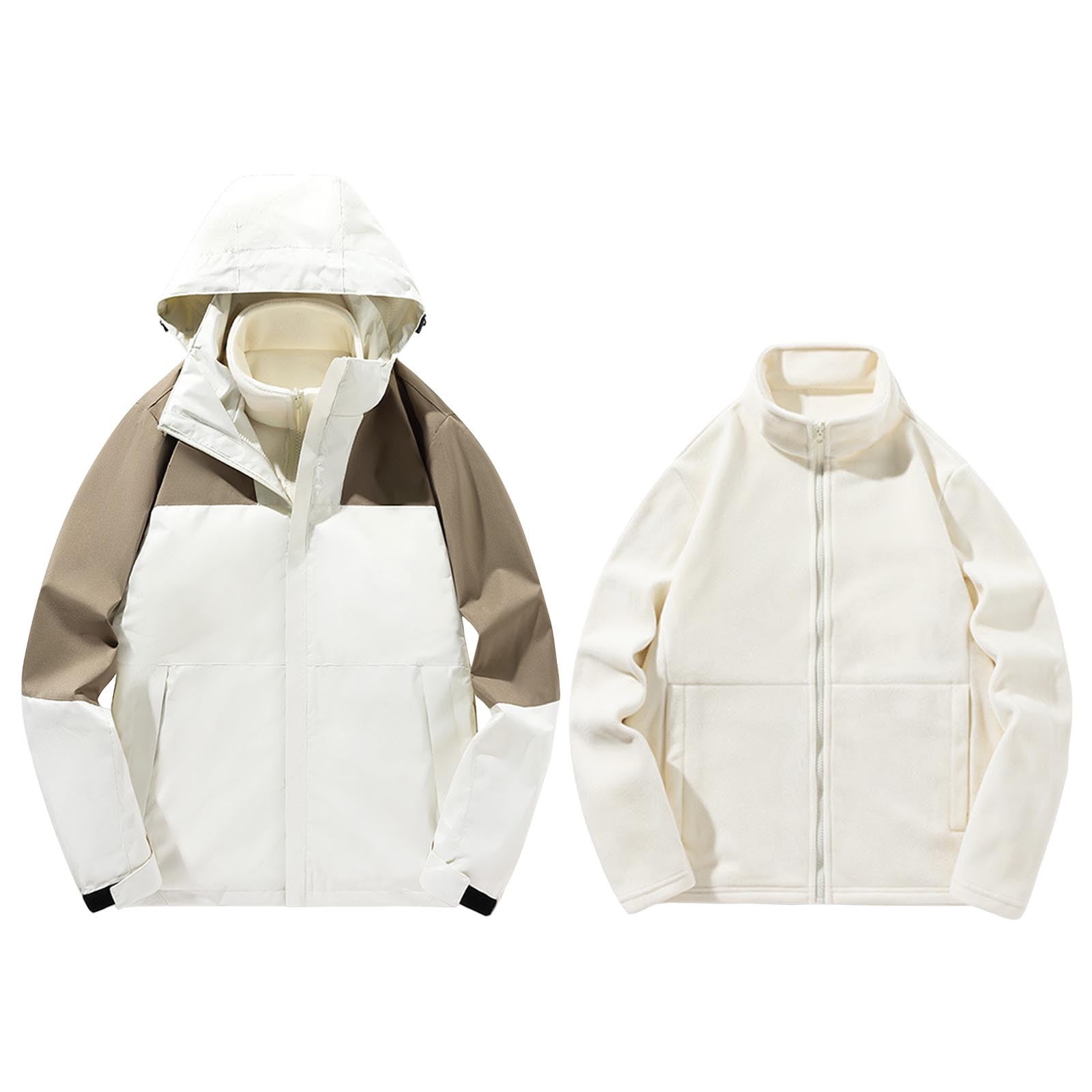COSFO Colorblock Jackets for Men Zip Up Removable Hood Windbreaker ...