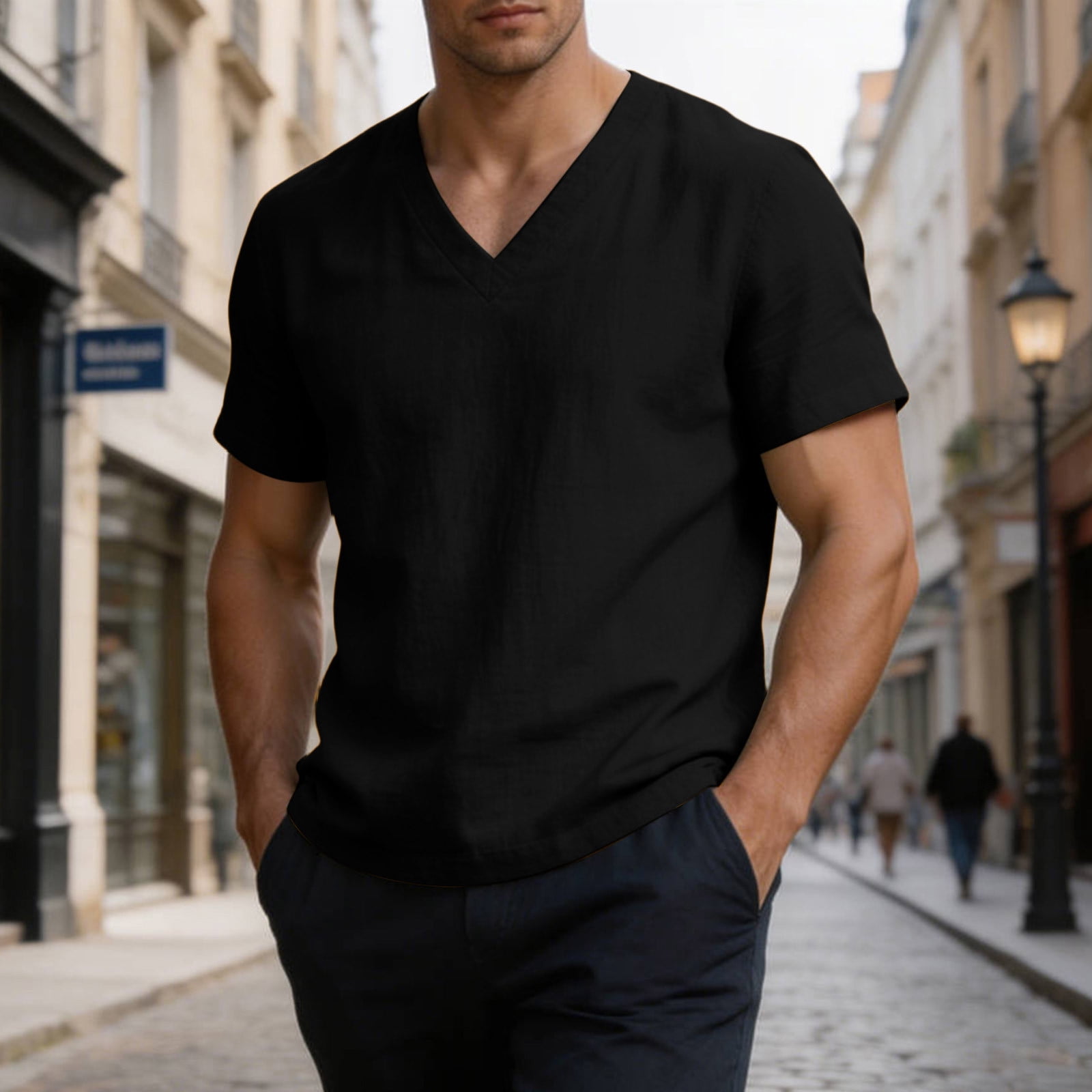 COSFO Colorblock Mens T Shirts Casual Summer Black Short Sleeve ...