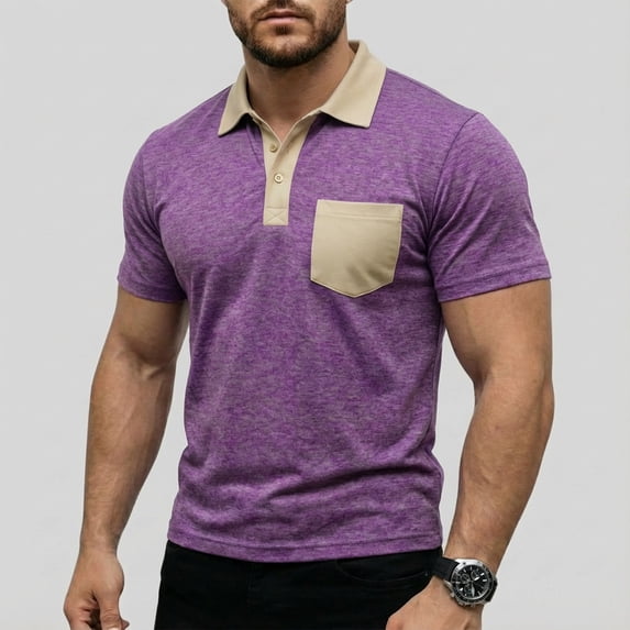 COSFO Cotton Polo Shirts for Men Performance Short Sleeve Colorblock ...
