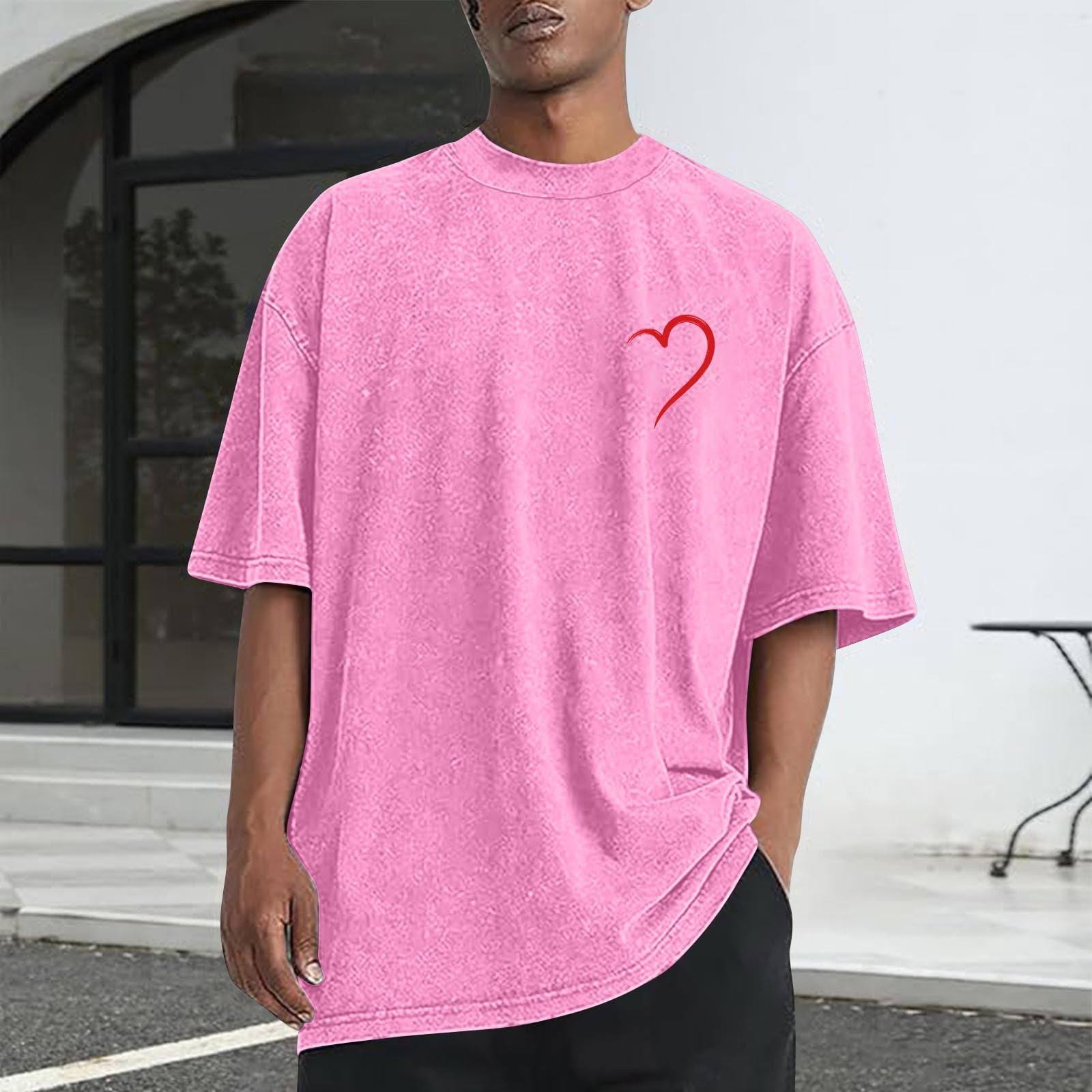 COSFO Crew Neck T Shirts for Man Workout Short Sleeve Cotton Love Heart ...